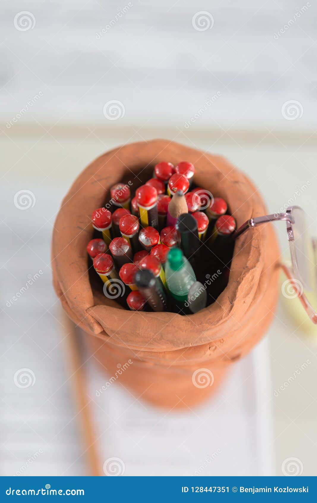 Different pens - top view stock image. Image of office - 128447351