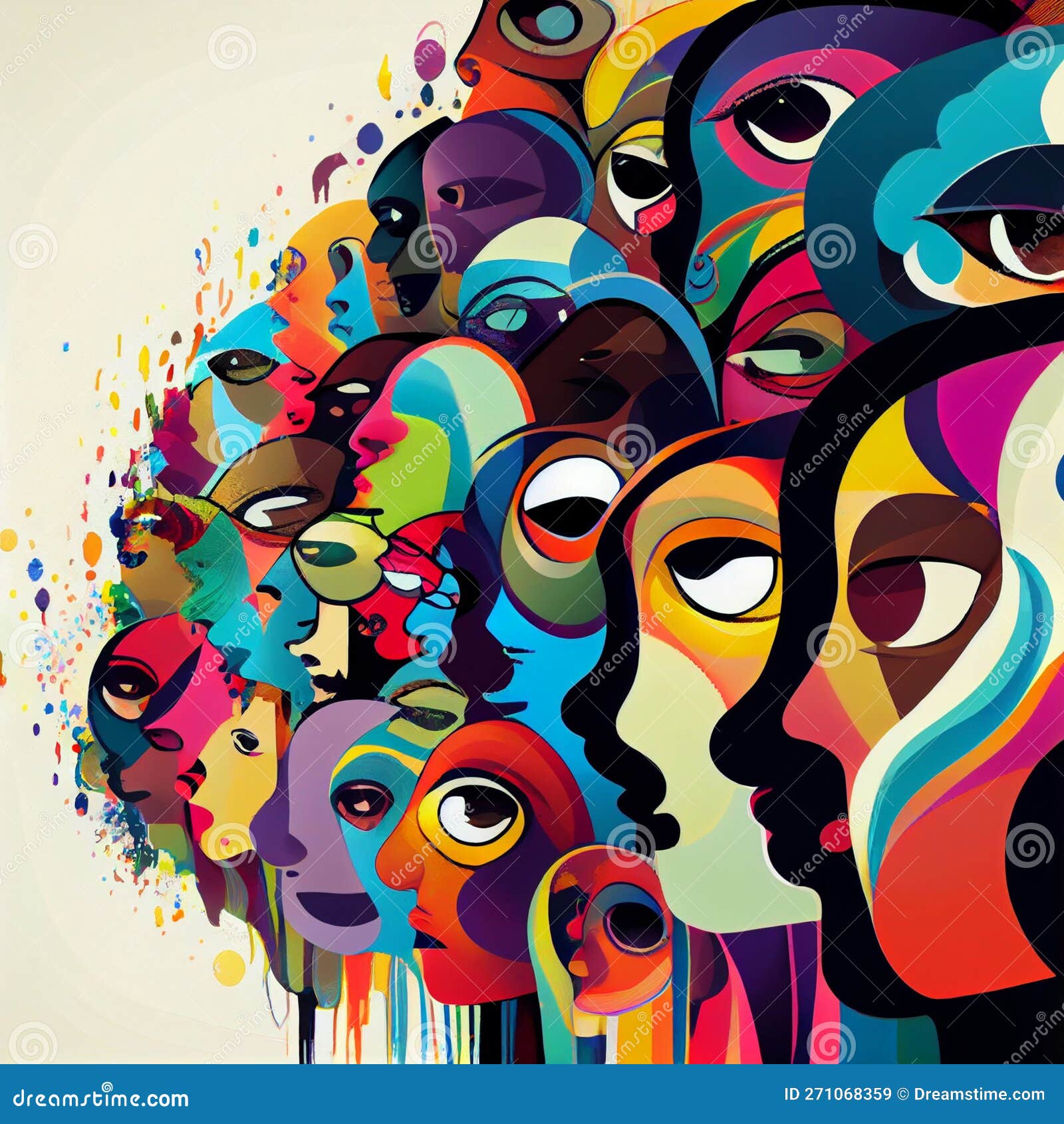 Different Abstract Faces. Ethnic Diversity of Nationalities. AI ...