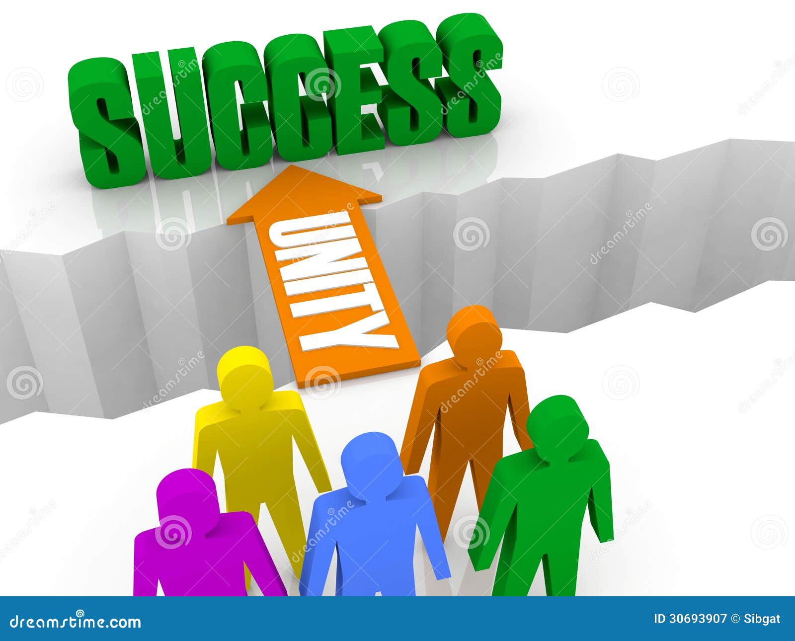 Different People Get SUCCESS by the UNITY. Stock Illustration ...