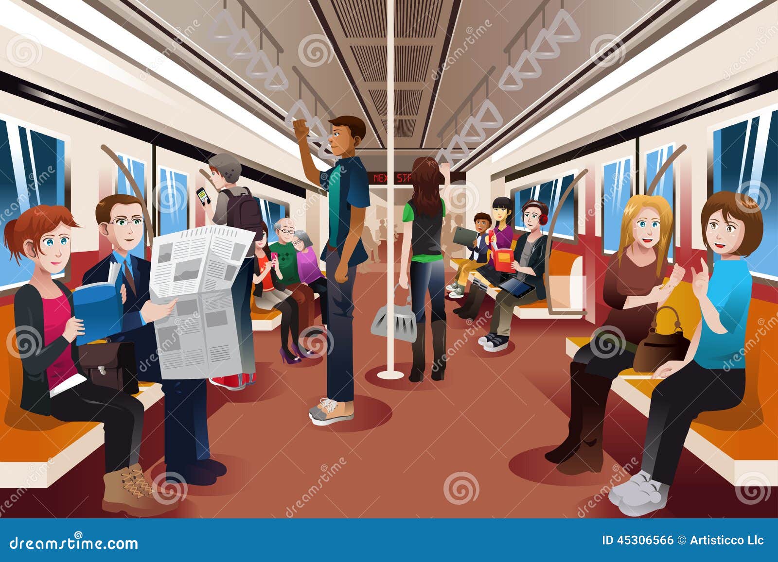 Crowded Subway Cartoon