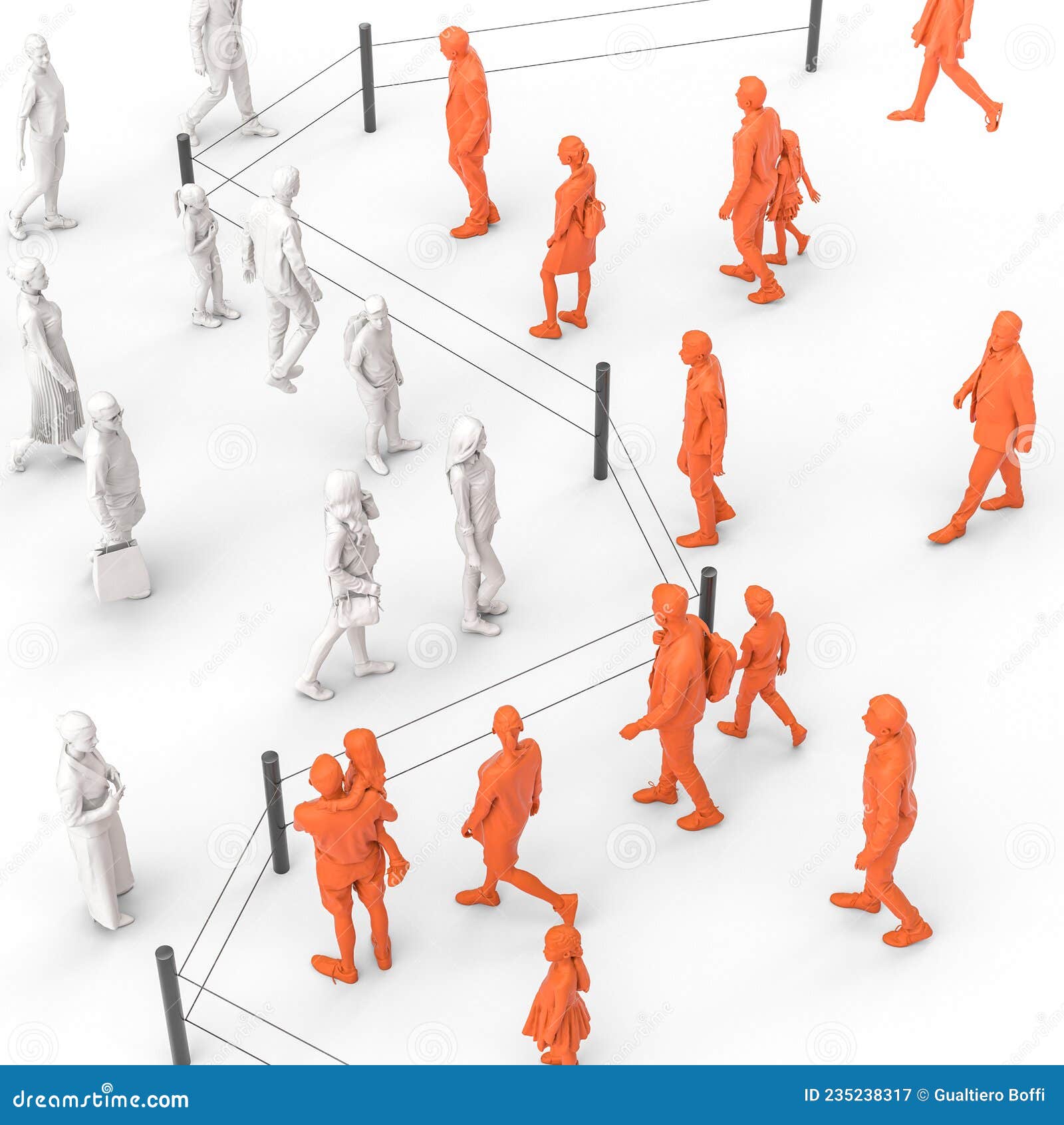 Different People Separated by a Wire Fence Stock Illustration ...