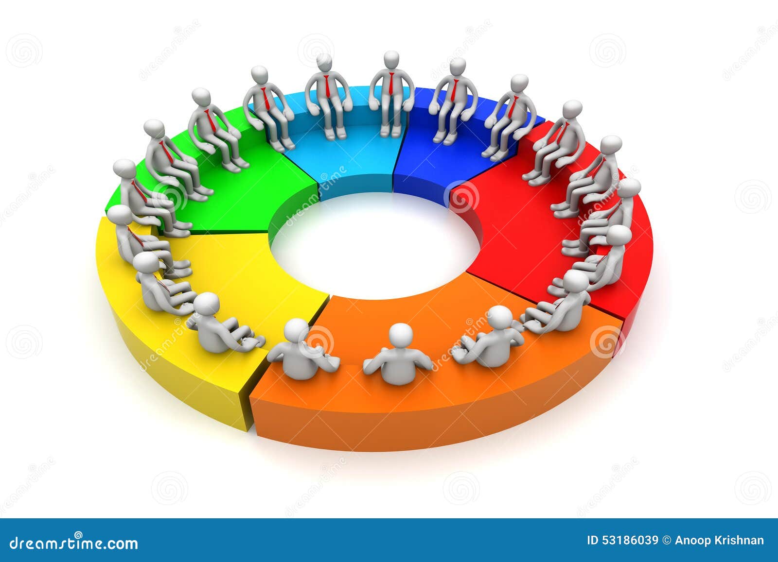 Different People Sitting on Pie Chart Stock Illustration - Illustration ...