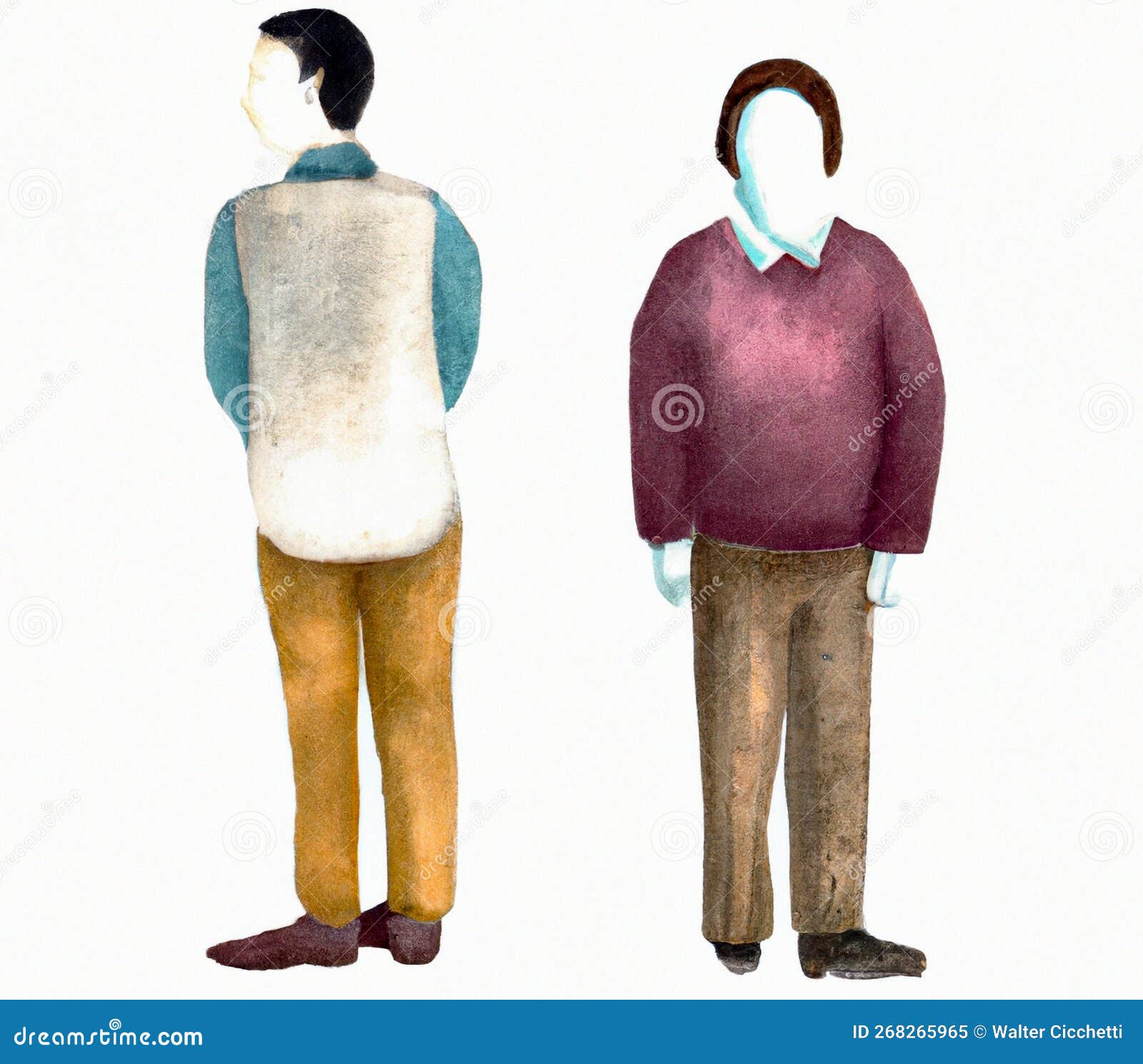 Different People Stand Side by Side Together - Digital Watercolor ...