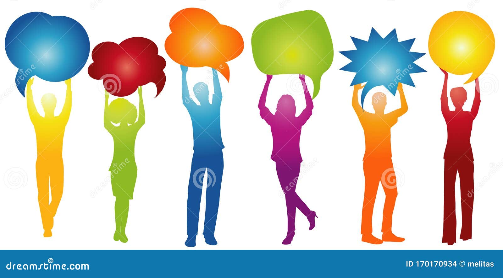 Different People Talk Holding Speech Bubble. Talking and Inform ...