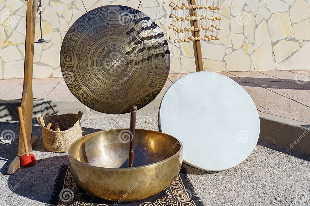 Different Percussion Instruments for Sound Baths or Sonotherapy Stock ...