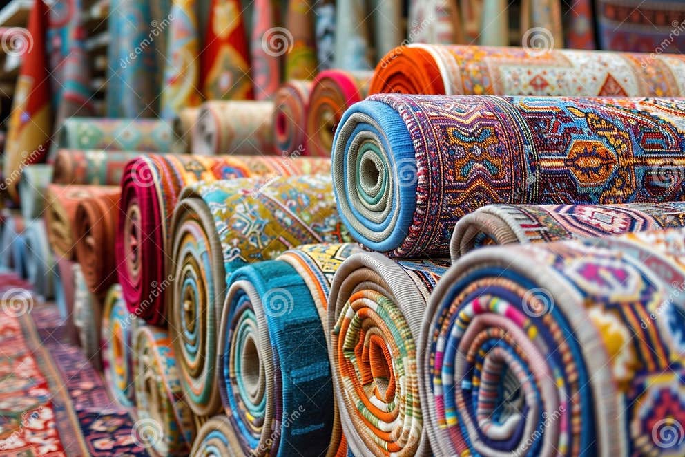 Different Persian Style Stacked Roll Rugs Ai Photo Stock Illustration ...