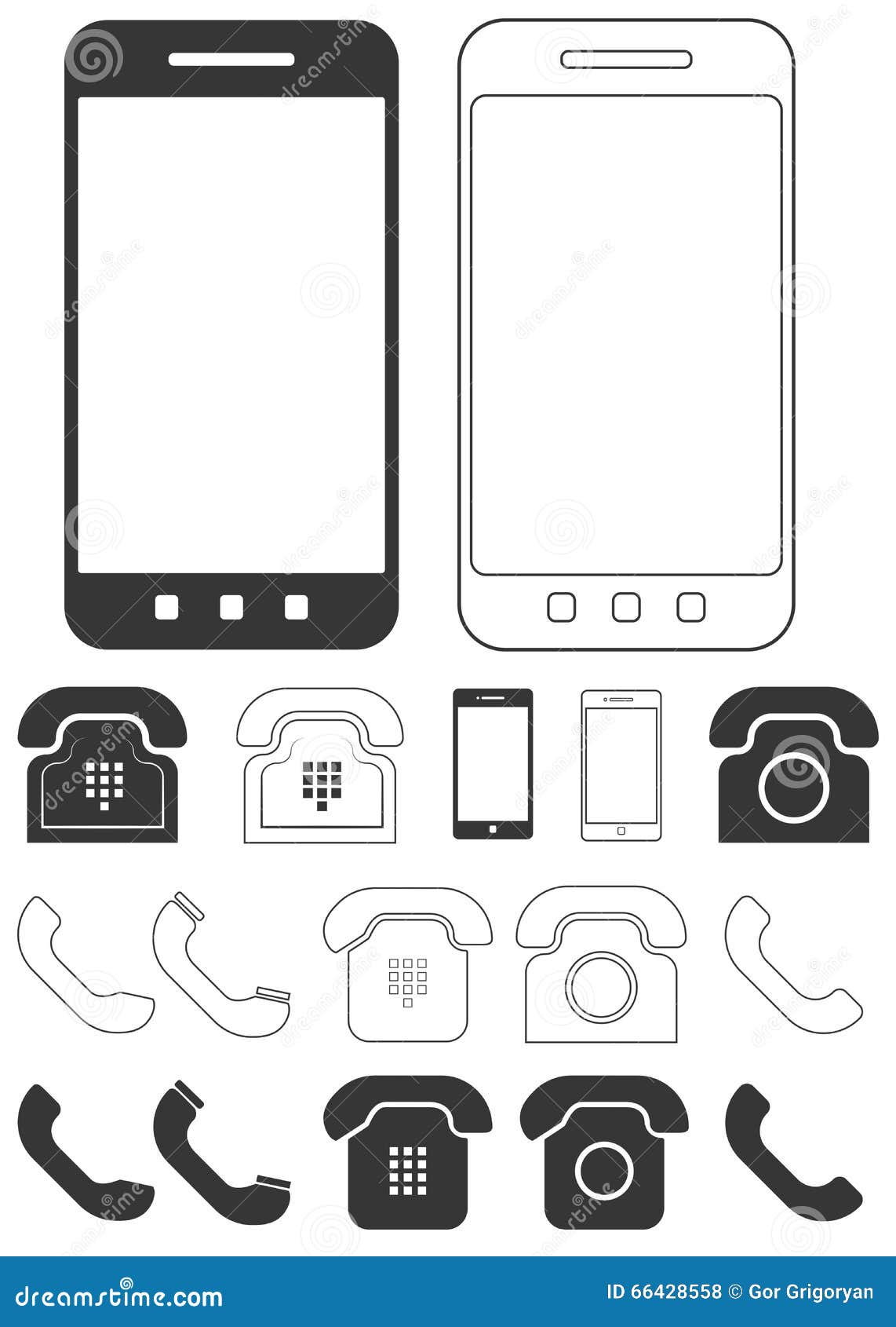Different phone icons set stock vector. Illustration of icon - 66428558