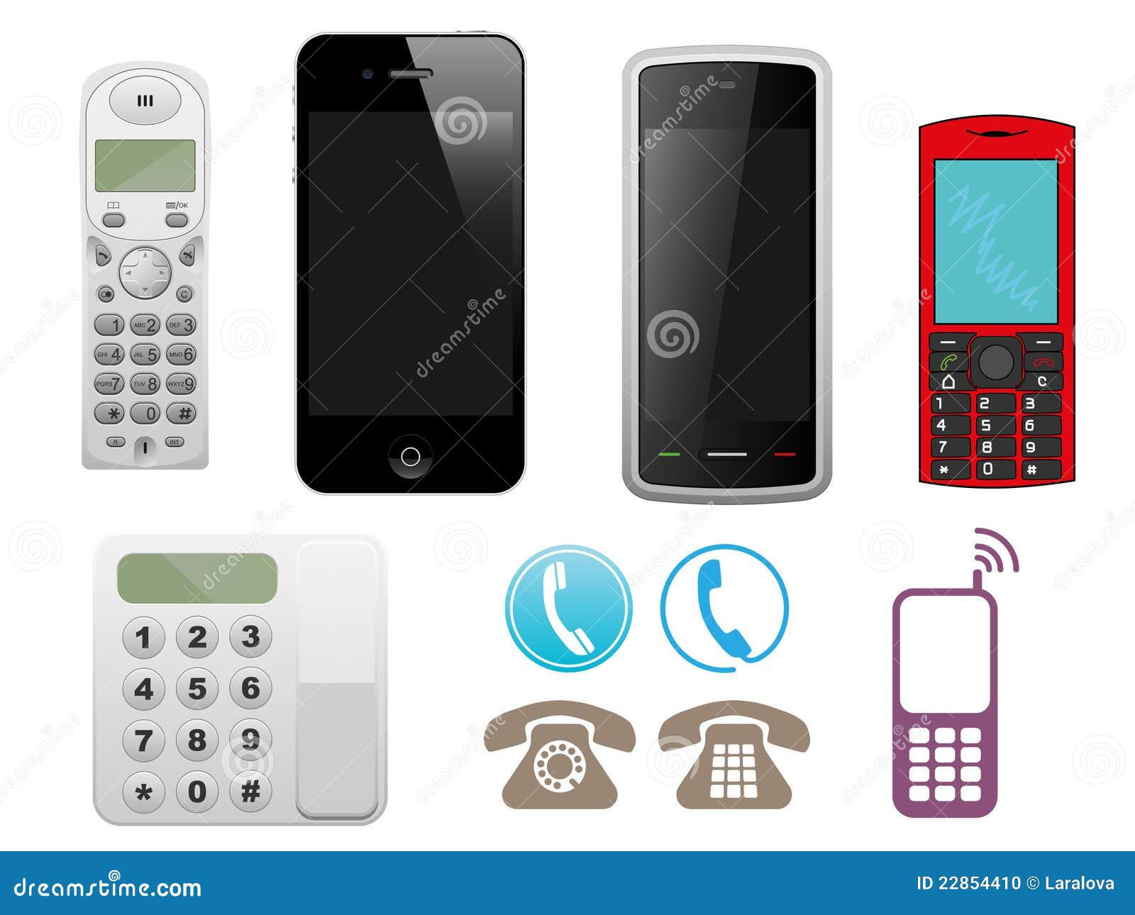 Different phone set stock vector. Illustration of modern - 22854410