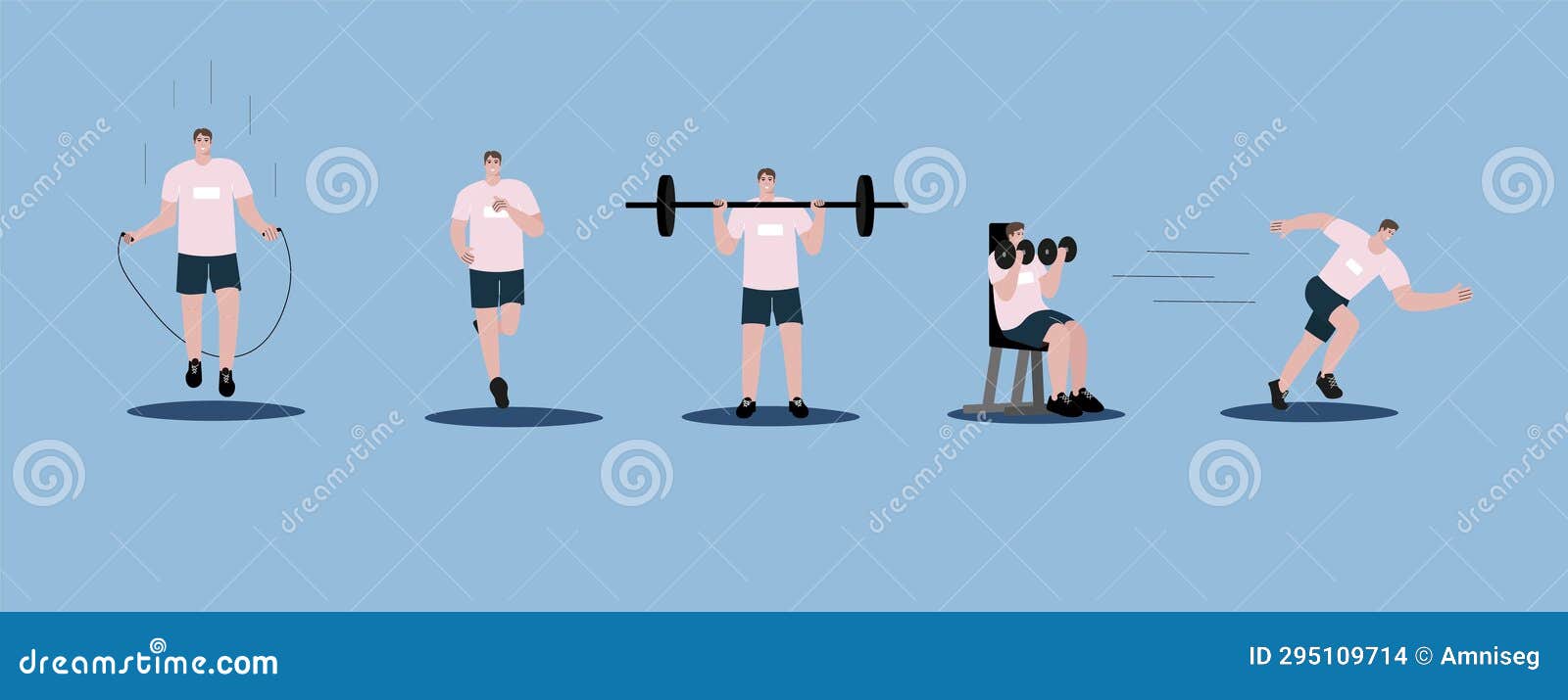 Different Physical Activities, Do Sports Set. Man Doing Sports. Stock ...