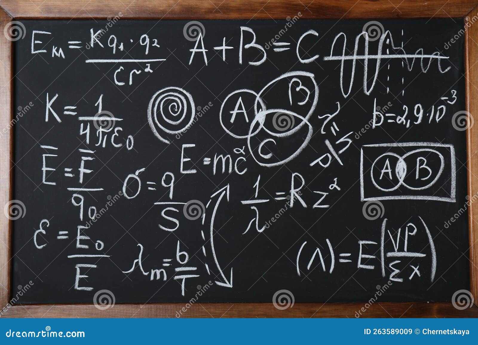 Different Physical Formulas Written with Chalk on Blackboard Stock ...