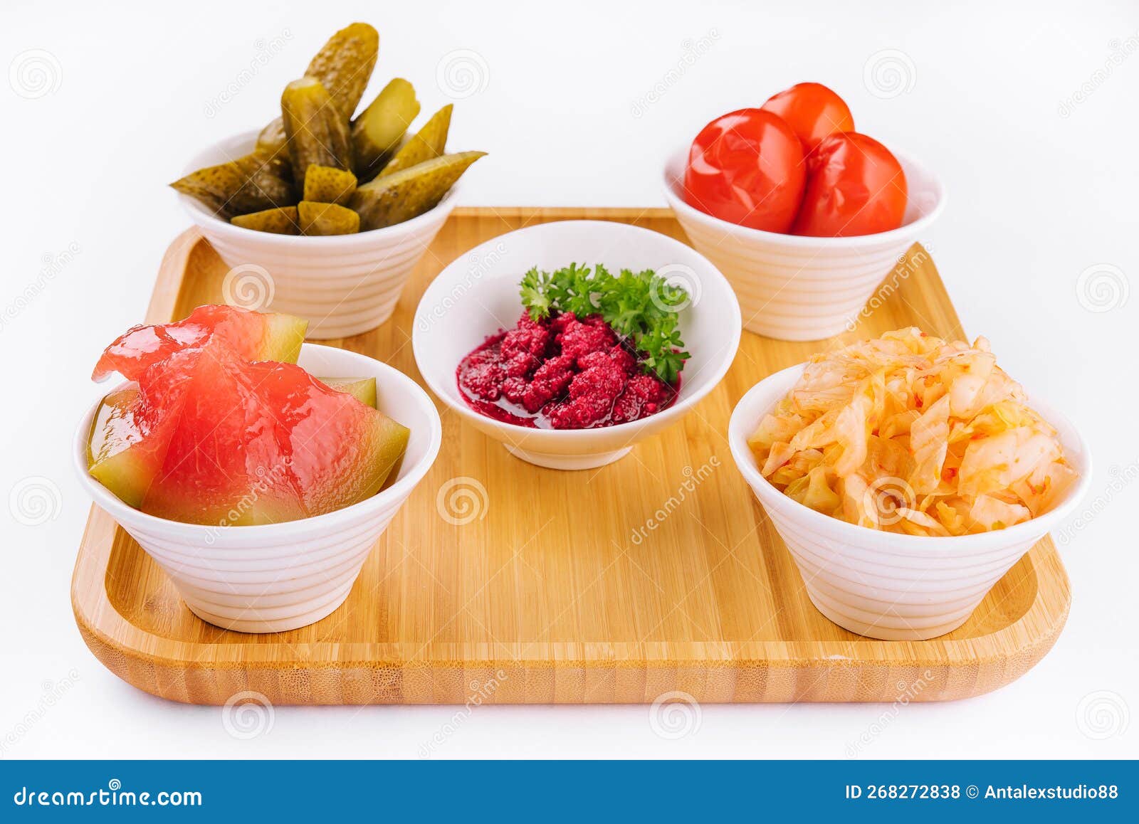 Different Pickles in Moldovan Style on Wood Board Stock Photo - Image ...