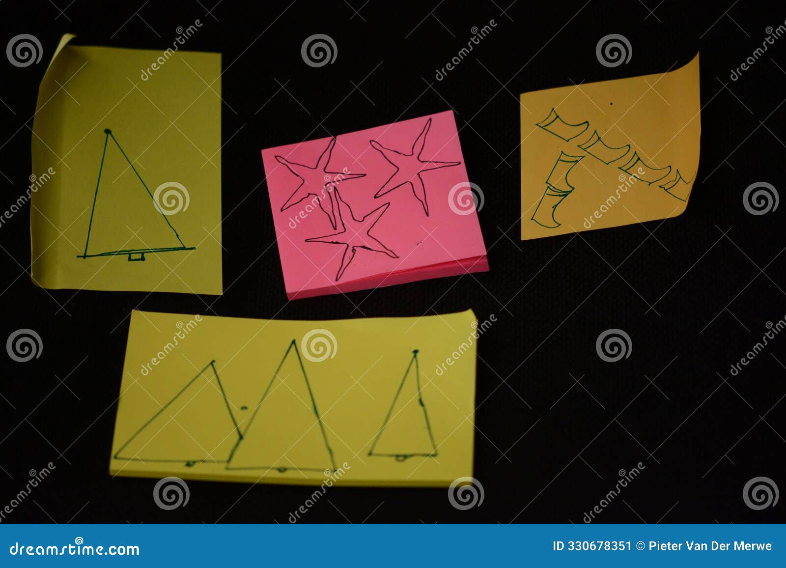 Different Pictures on Sticky Notes with a Christmas Theme. Stock Image ...