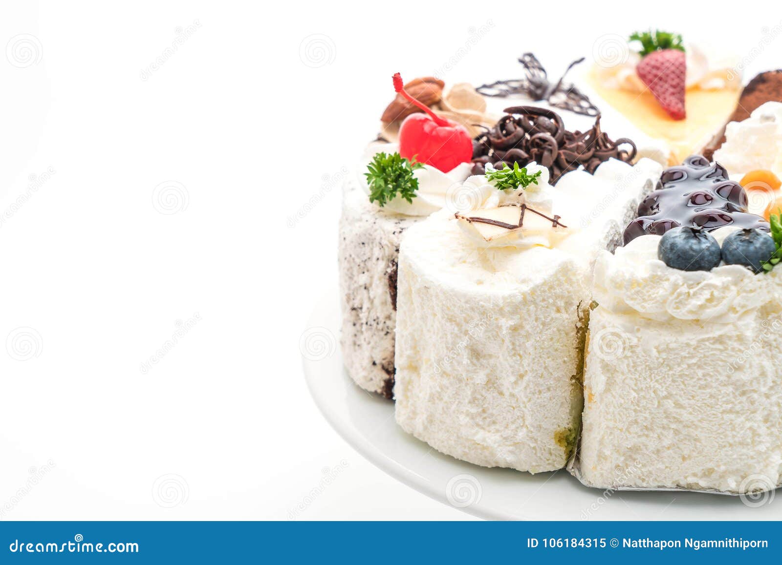 Different pieces of cake stock image. Image of color - 106184315
