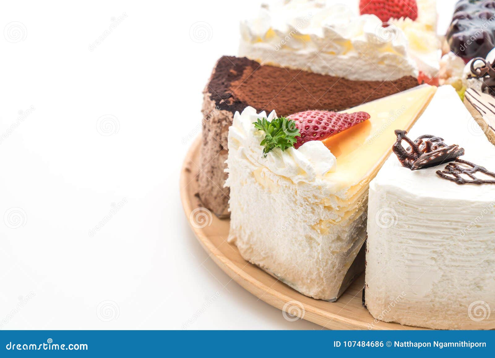 Different pieces of cake stock photo. Image of view - 107484686