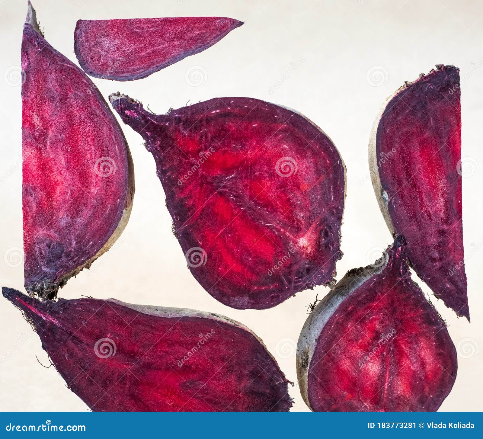 Different Pieces of Fresh, Raw, Red Beet in Section in Unusual ...