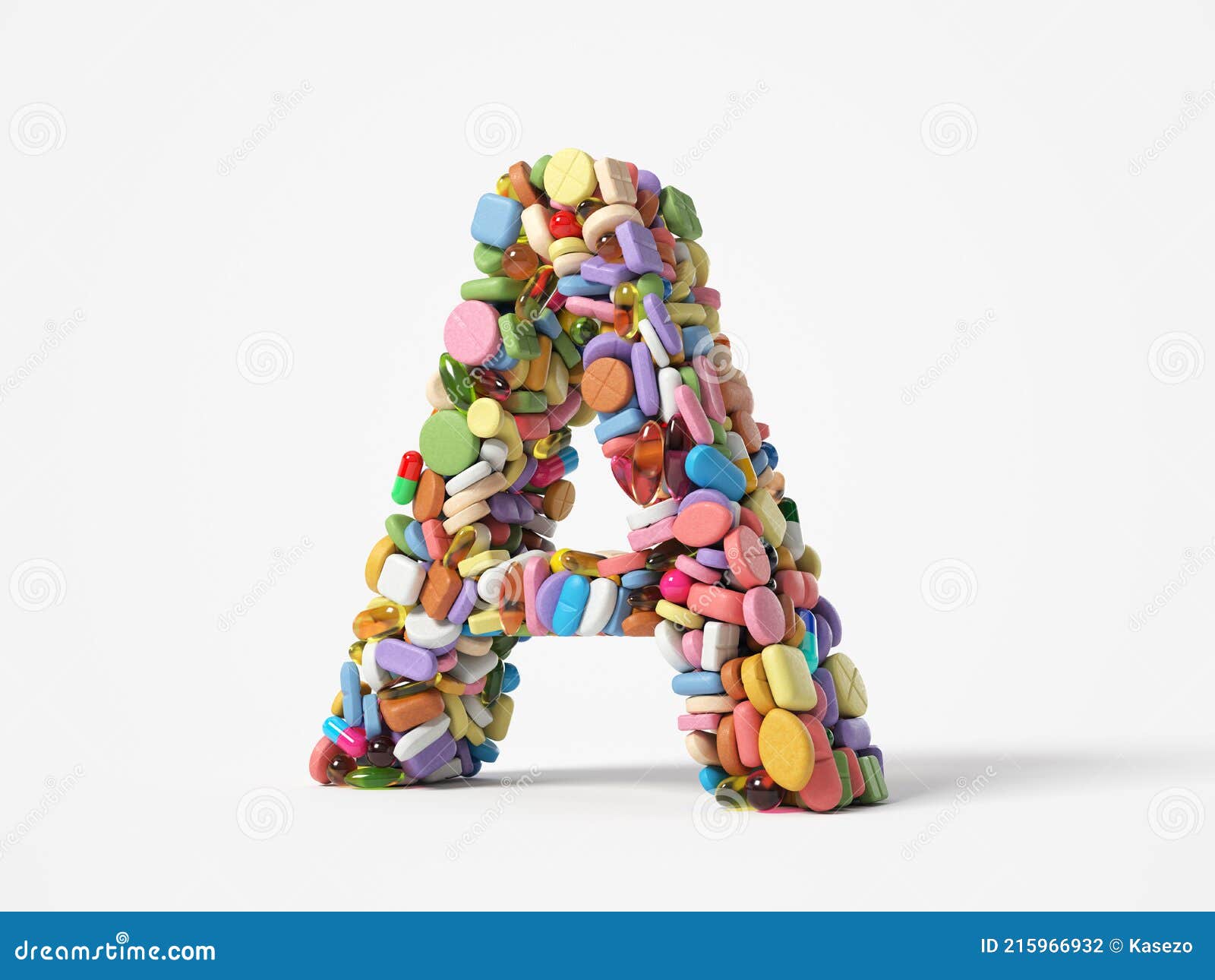Different Pills Stack in Shape of Letter a. Stock Illustration ...
