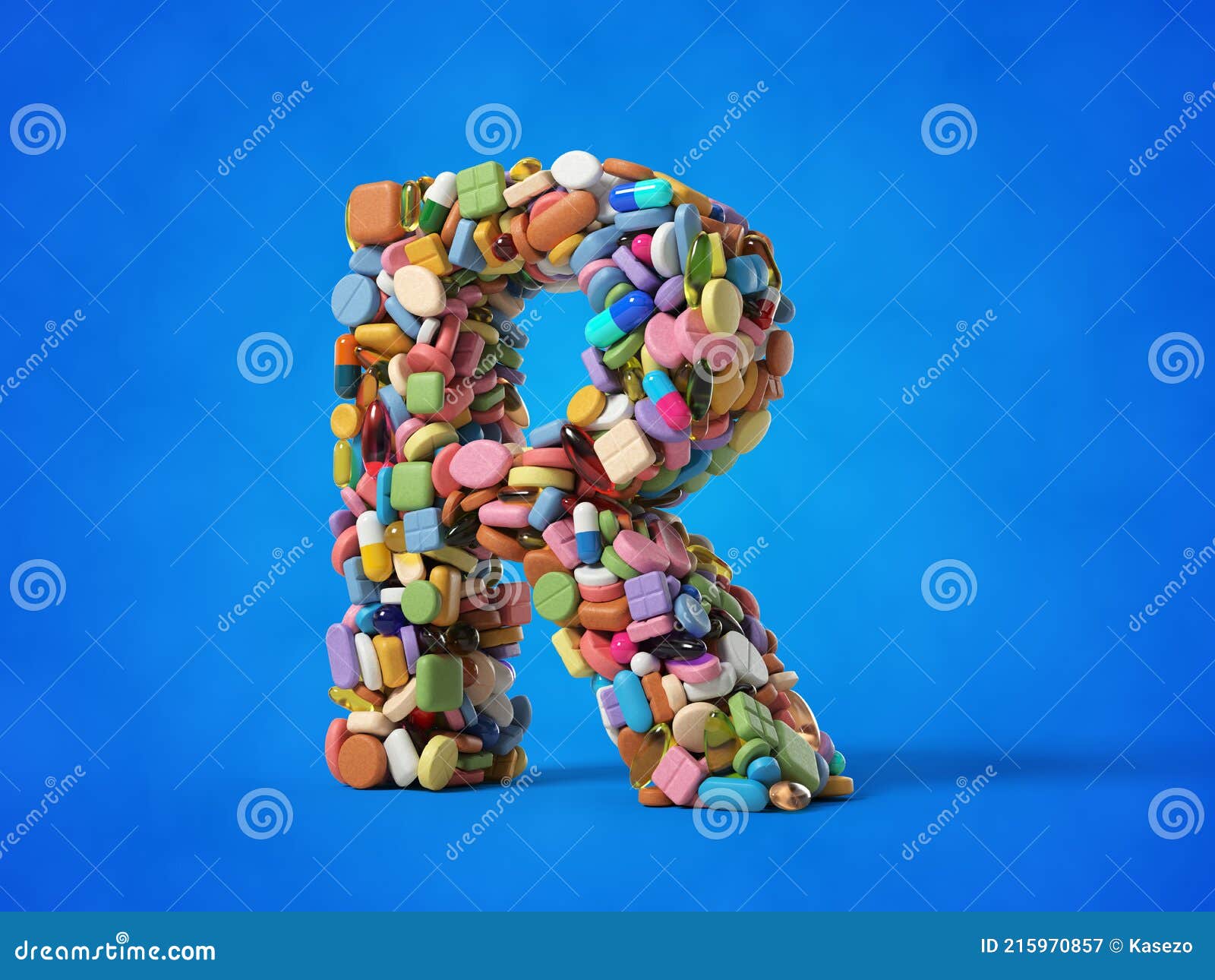 Different Pills Stack in Shape of Letter R Stock Illustration ...