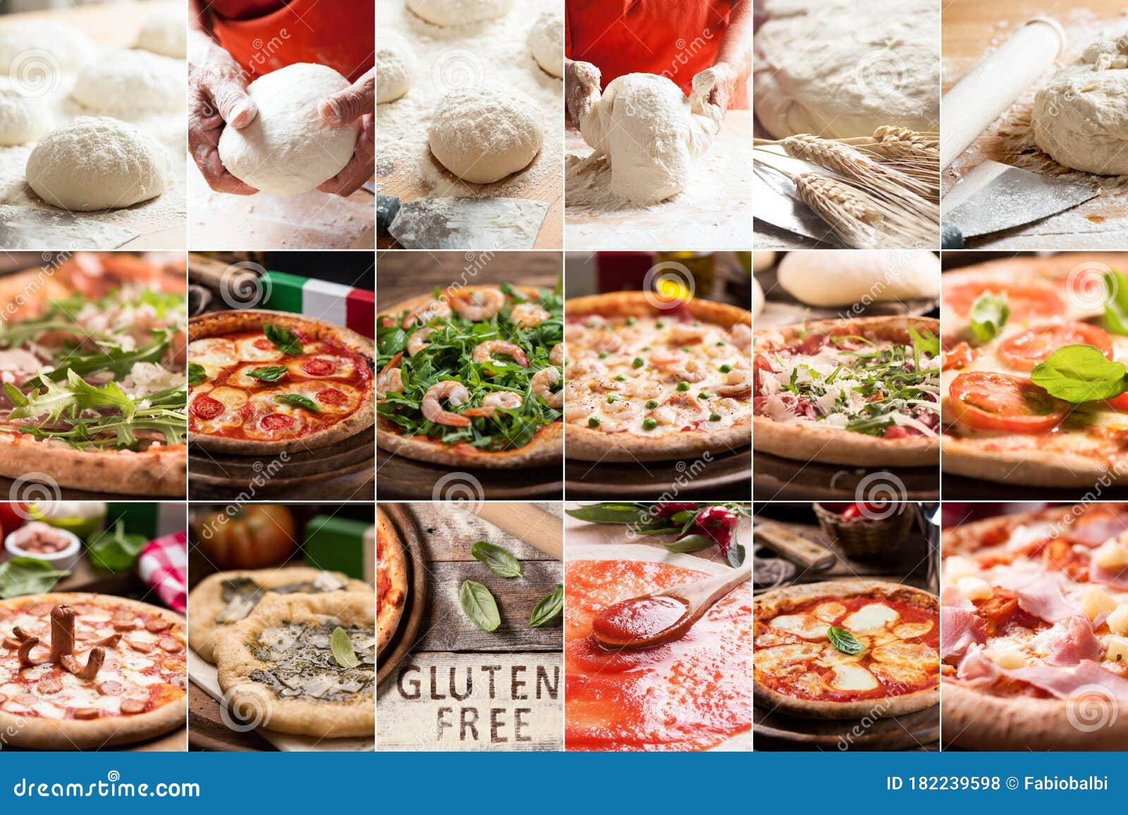 A different Pizza Collage stock photo. Image of cooked - 182239598