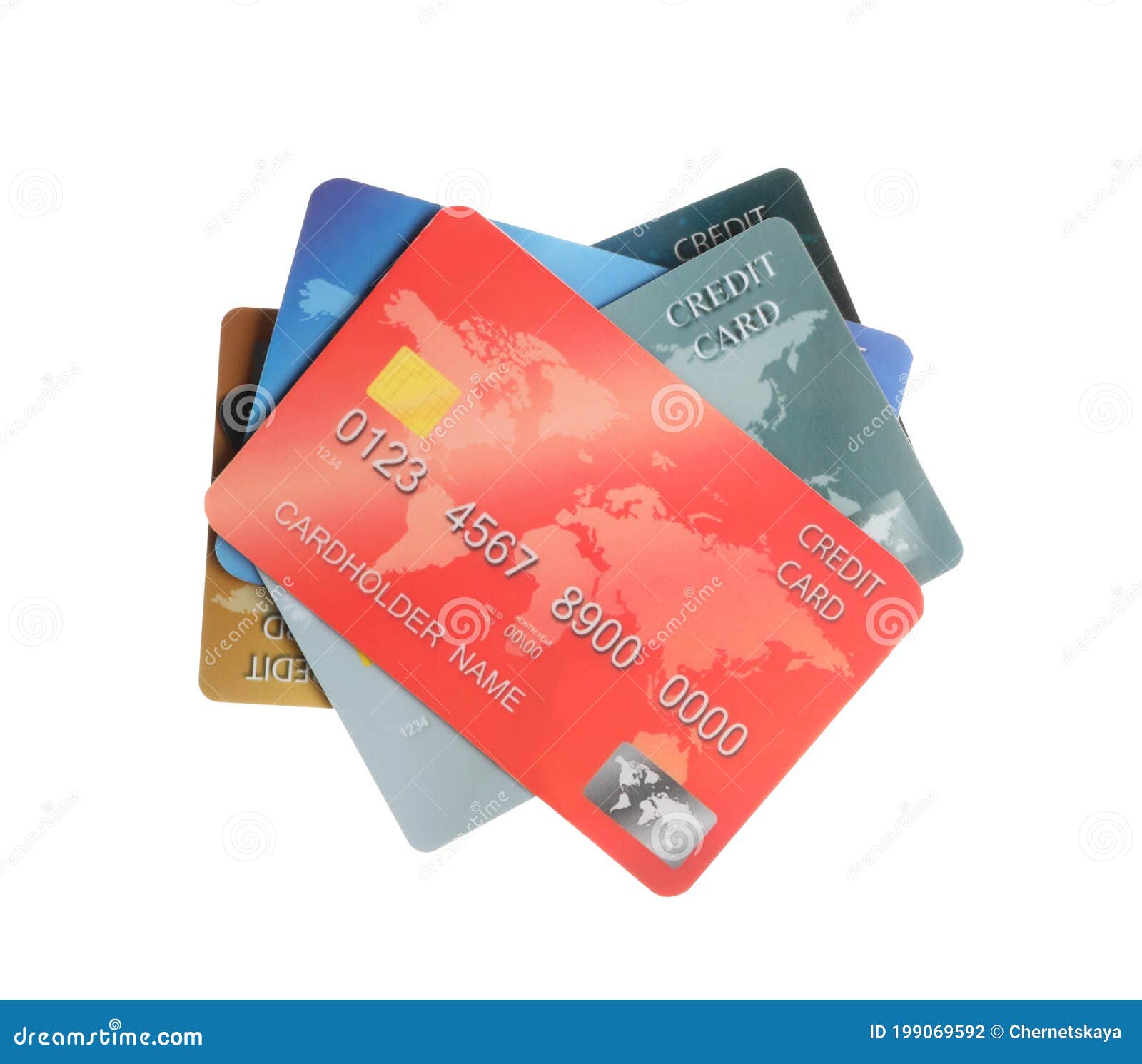 Different Plastic Credit Cards on White Background Stock Photo - Image ...