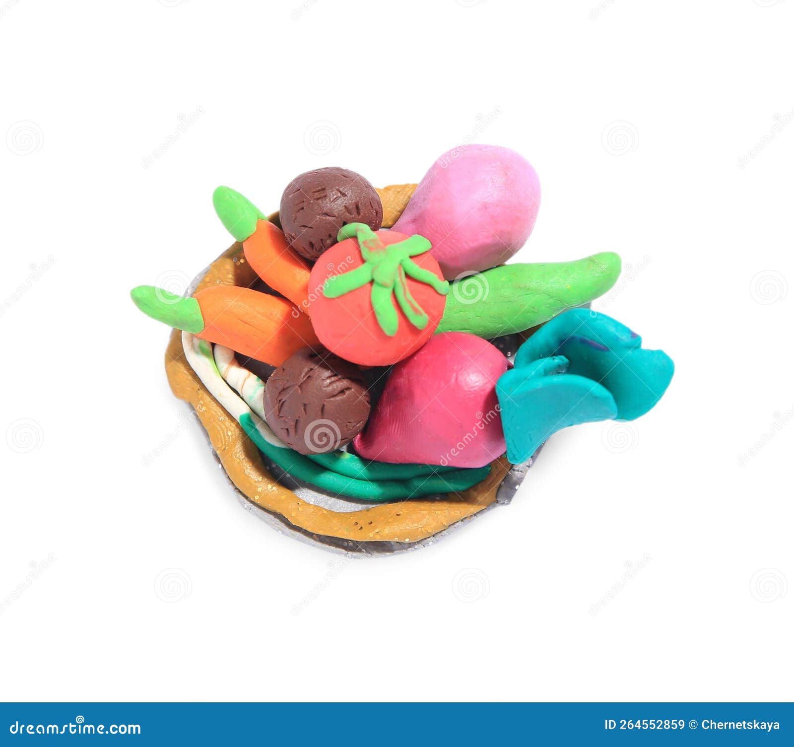 Different Plasticine Vegetables Isolated on White. Children`s Handmade ...