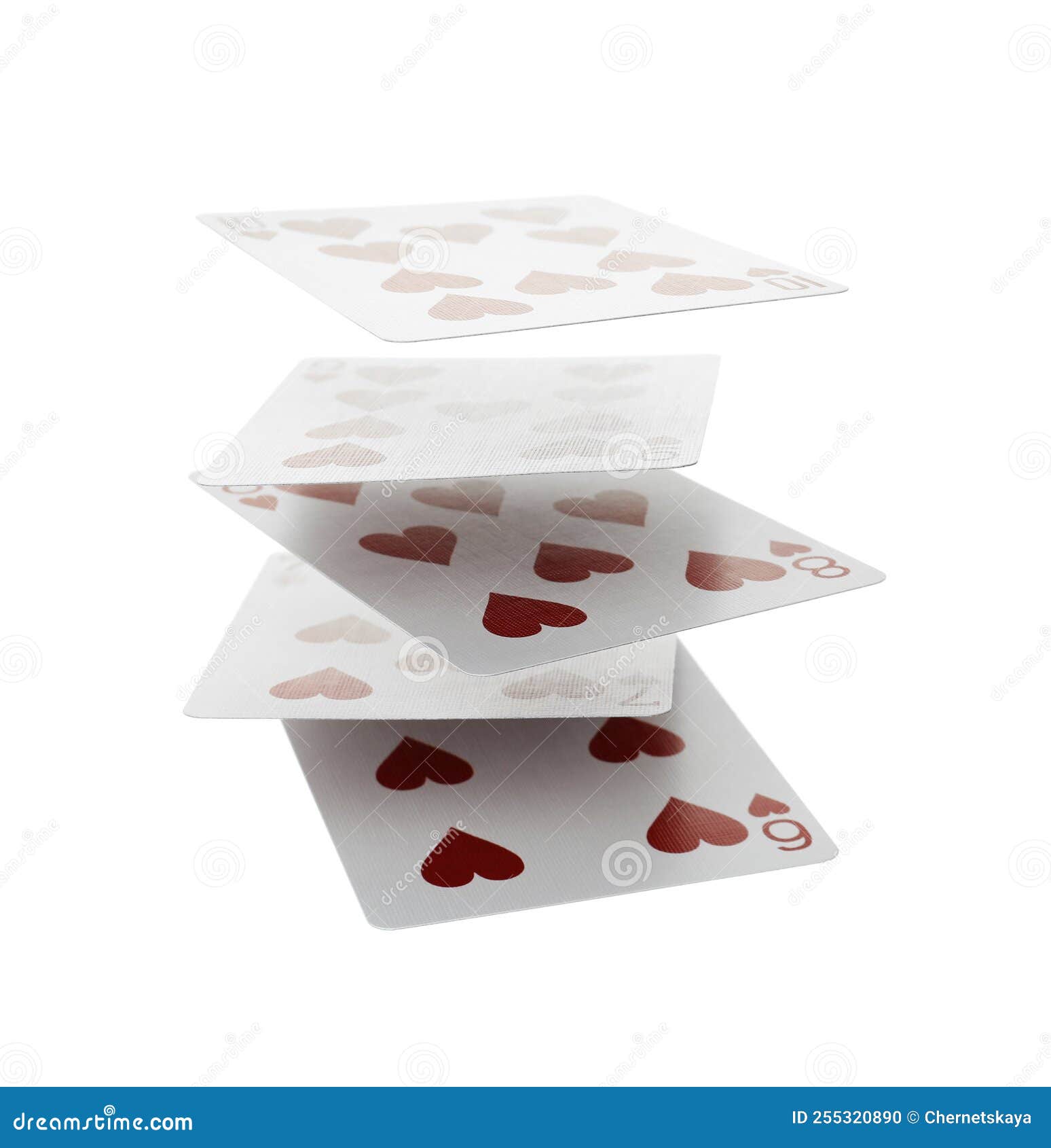 Different Playing Cards Floating on White Background. Poker Game Stock ...
