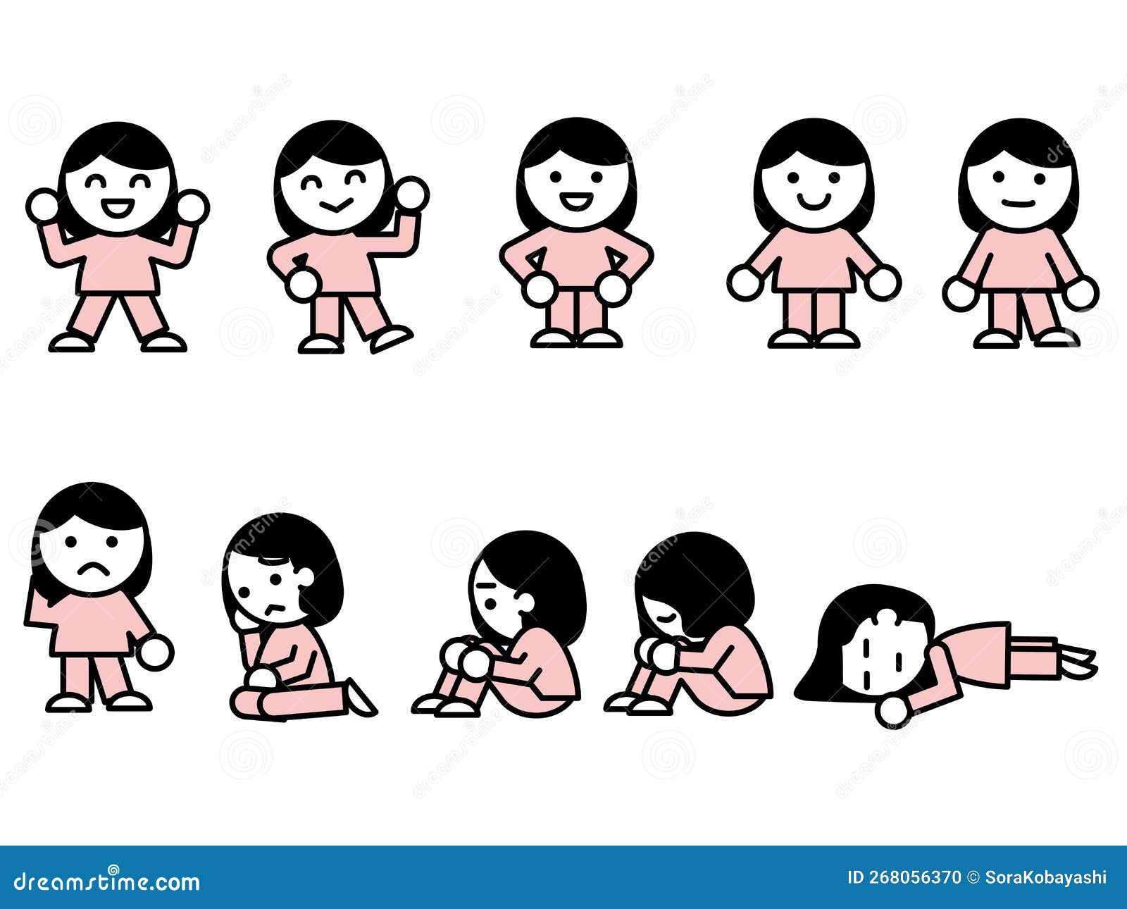 10 Different Pose Female Icon Set Stock Vector - Illustration of woman ...