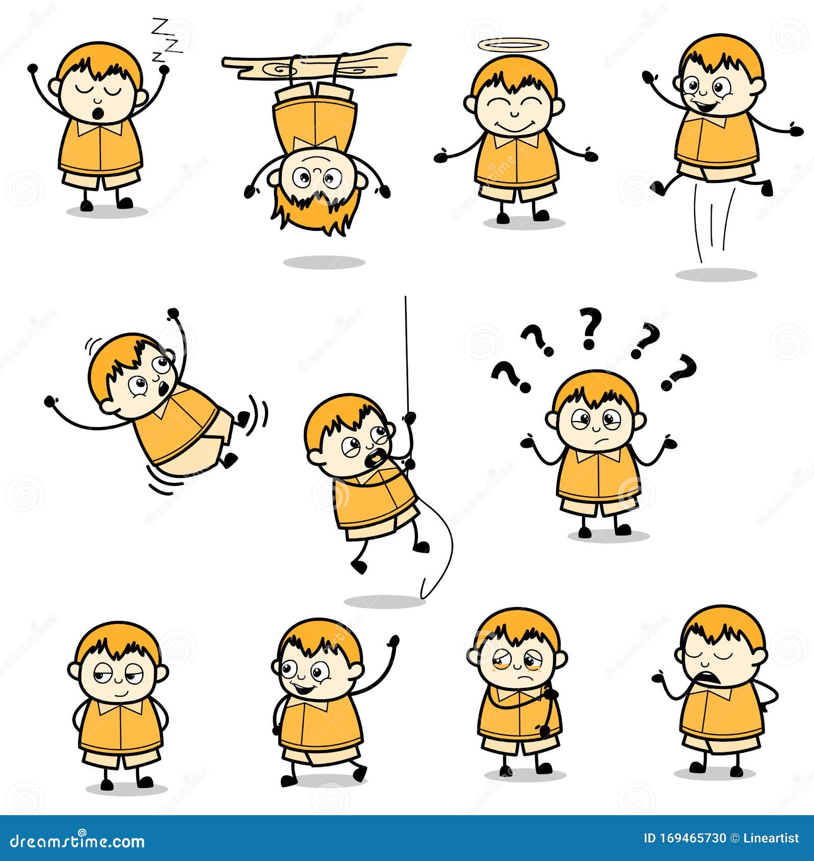 Different Poses of Fat Boy Character - Set of Vintage Concepts Vector ...