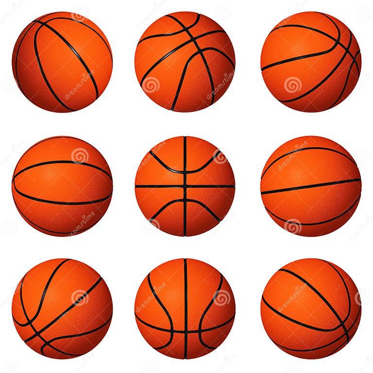 Different Positions of Basketballs Stock Photo - Image of rubber, white ...