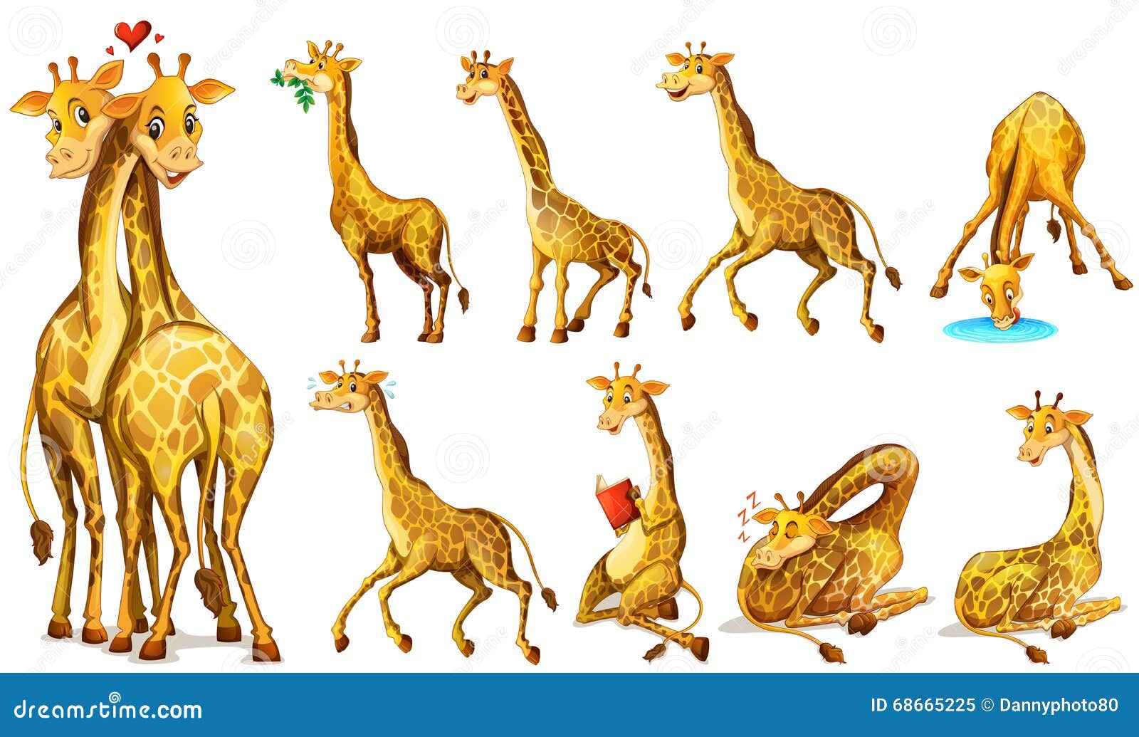 Different Positions of Giraffes Stock Vector - Illustration of giraffe ...
