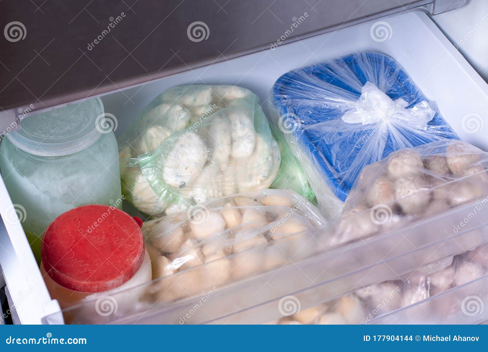 Different Products in Refrigerator Freezer Stock Photo - Image of ...