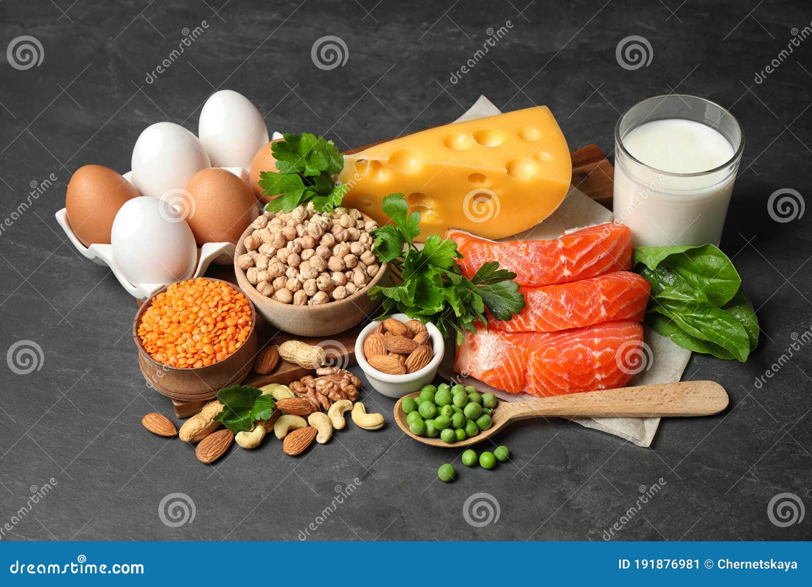 Different Products Rich in Protein on Table Stock Image - Image of ...