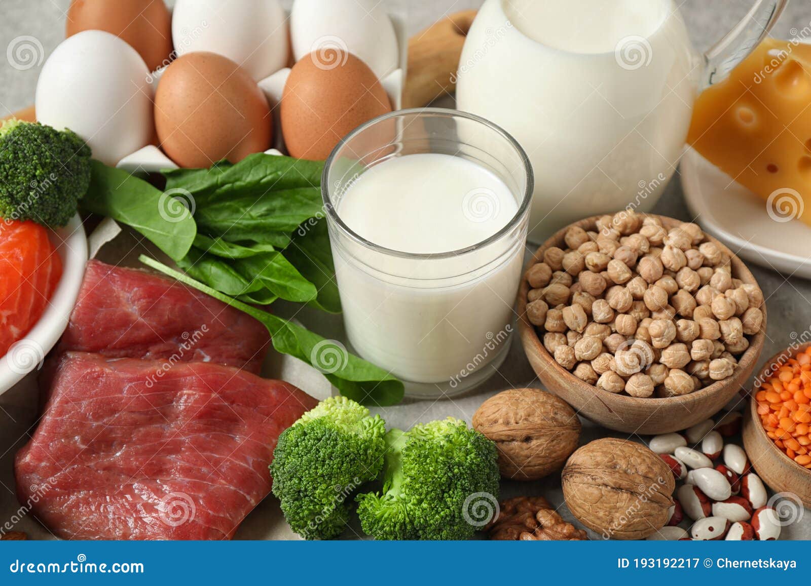 Different Products Rich in Protein on Table Stock Image - Image of ...