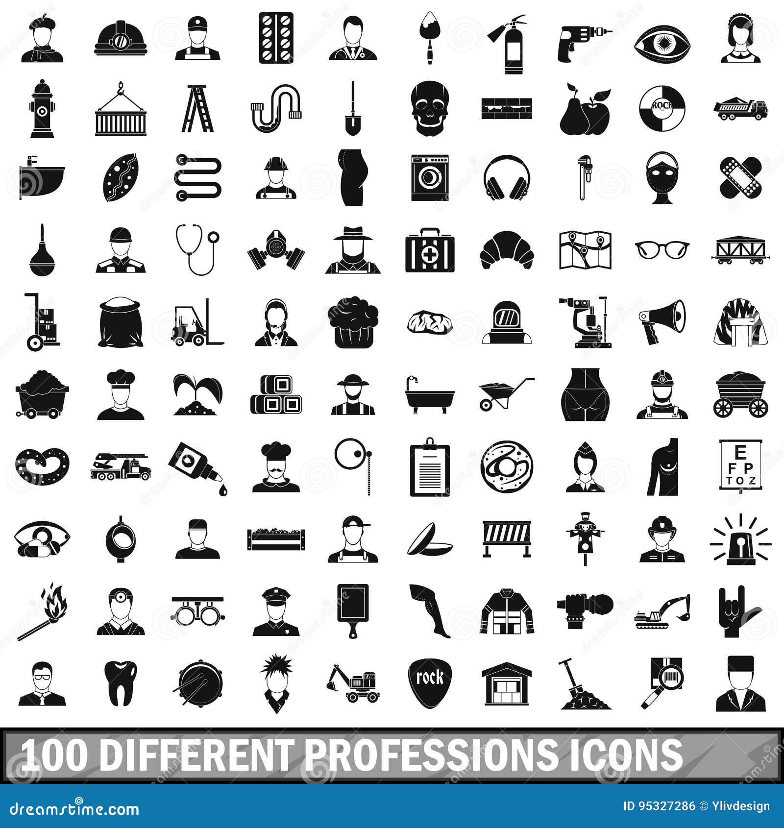 100 Different Professions Icons Set, Simple Style Stock Vector ...