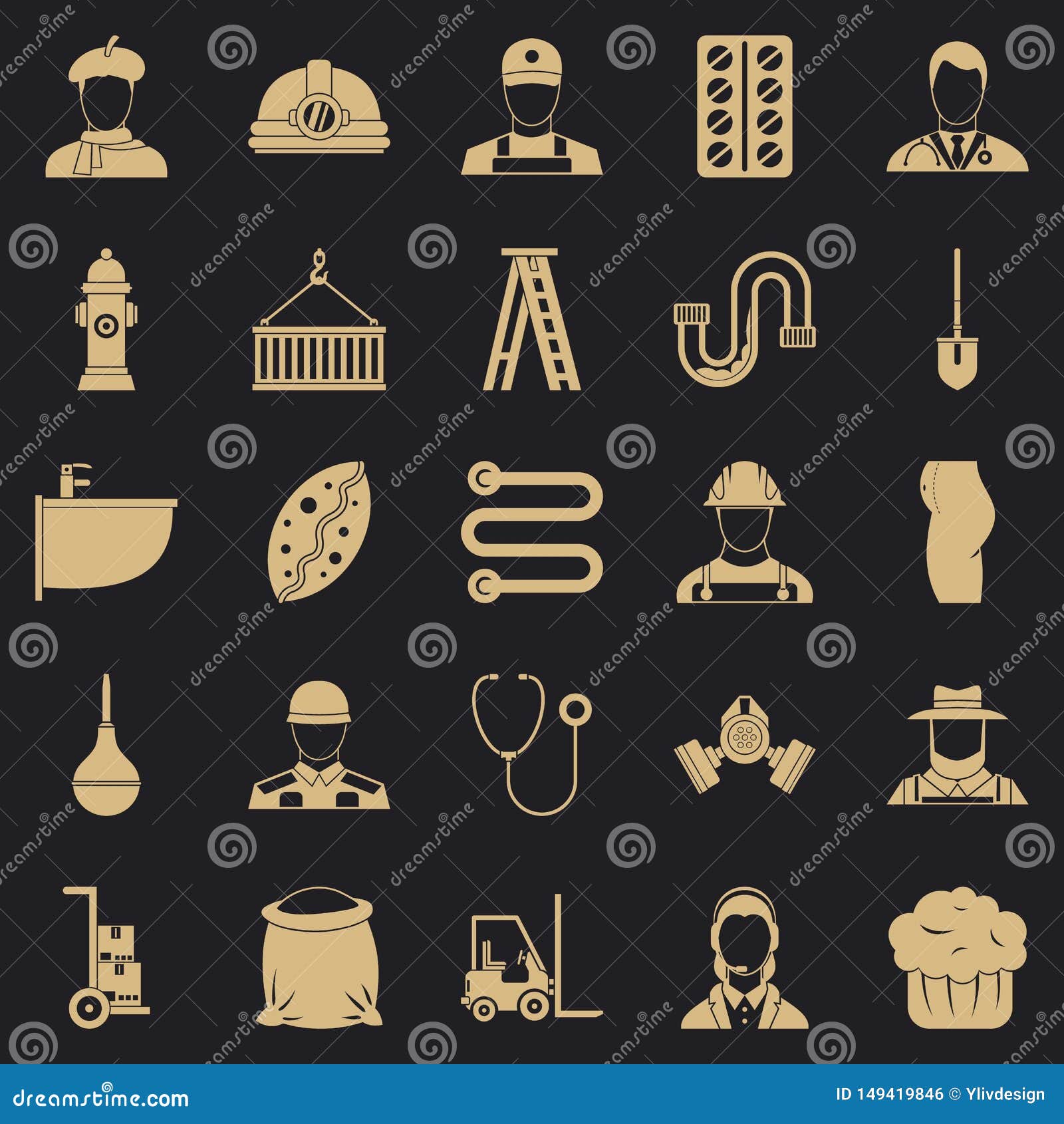 Different Professions Icons Set, Simple Style Stock Vector ...