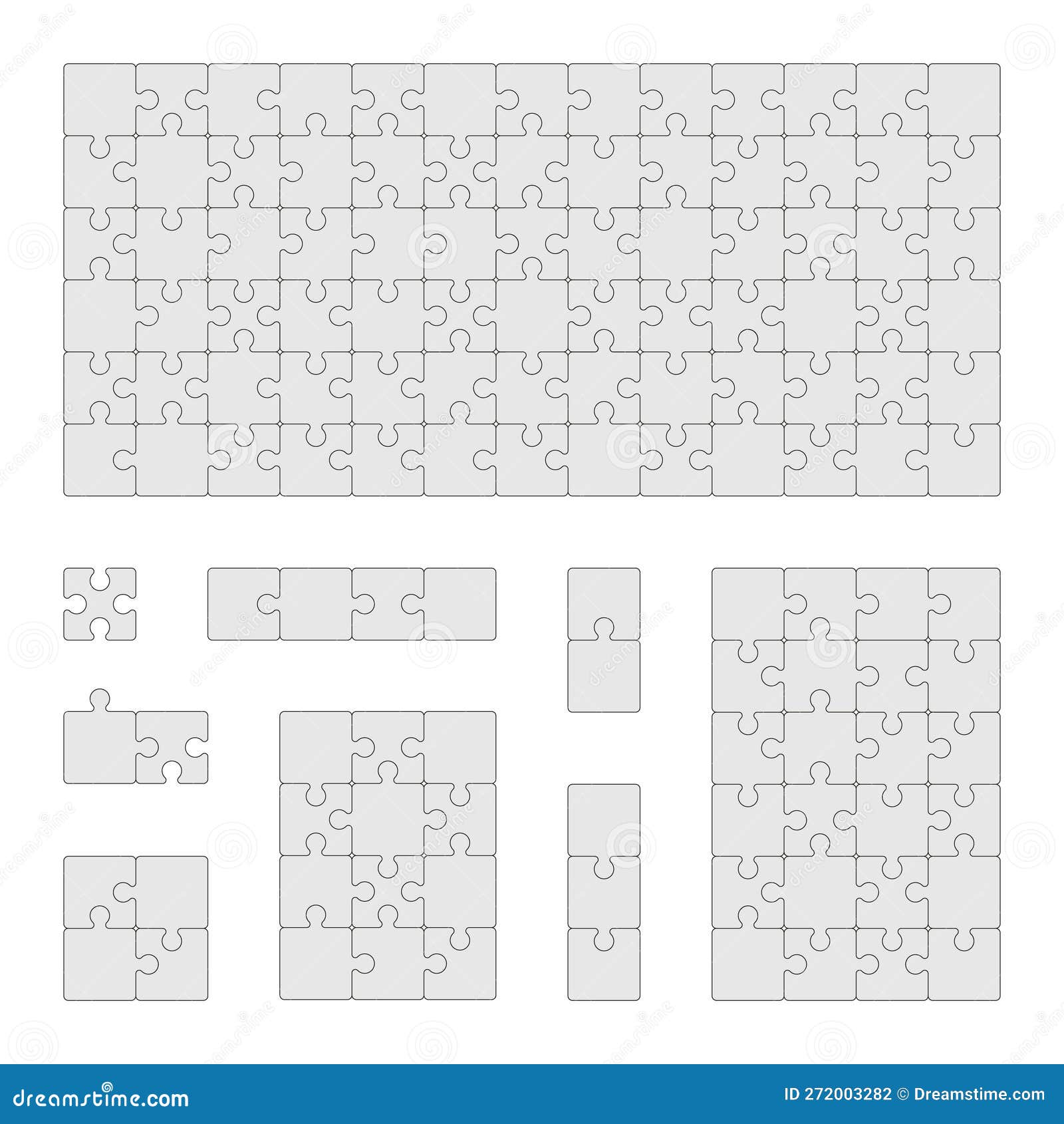 Different Puzzle Sizes. Blank Jigsaw Pieces Templates for Game Design ...