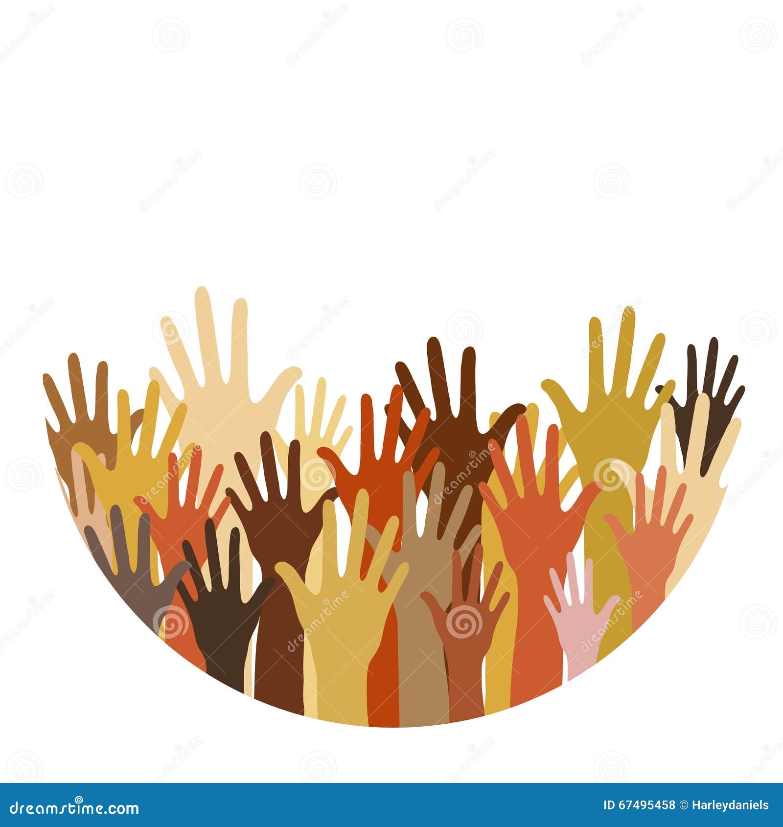 Different Race Hands Rased Up Stock Vector - Illustration of person ...