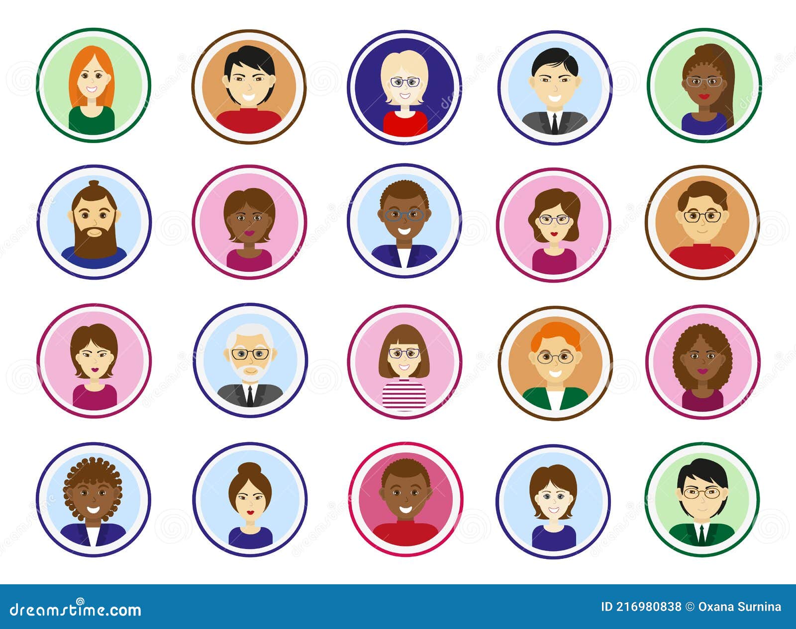 Different Races Faces on Colorful Backgrounds Stock Vector ...