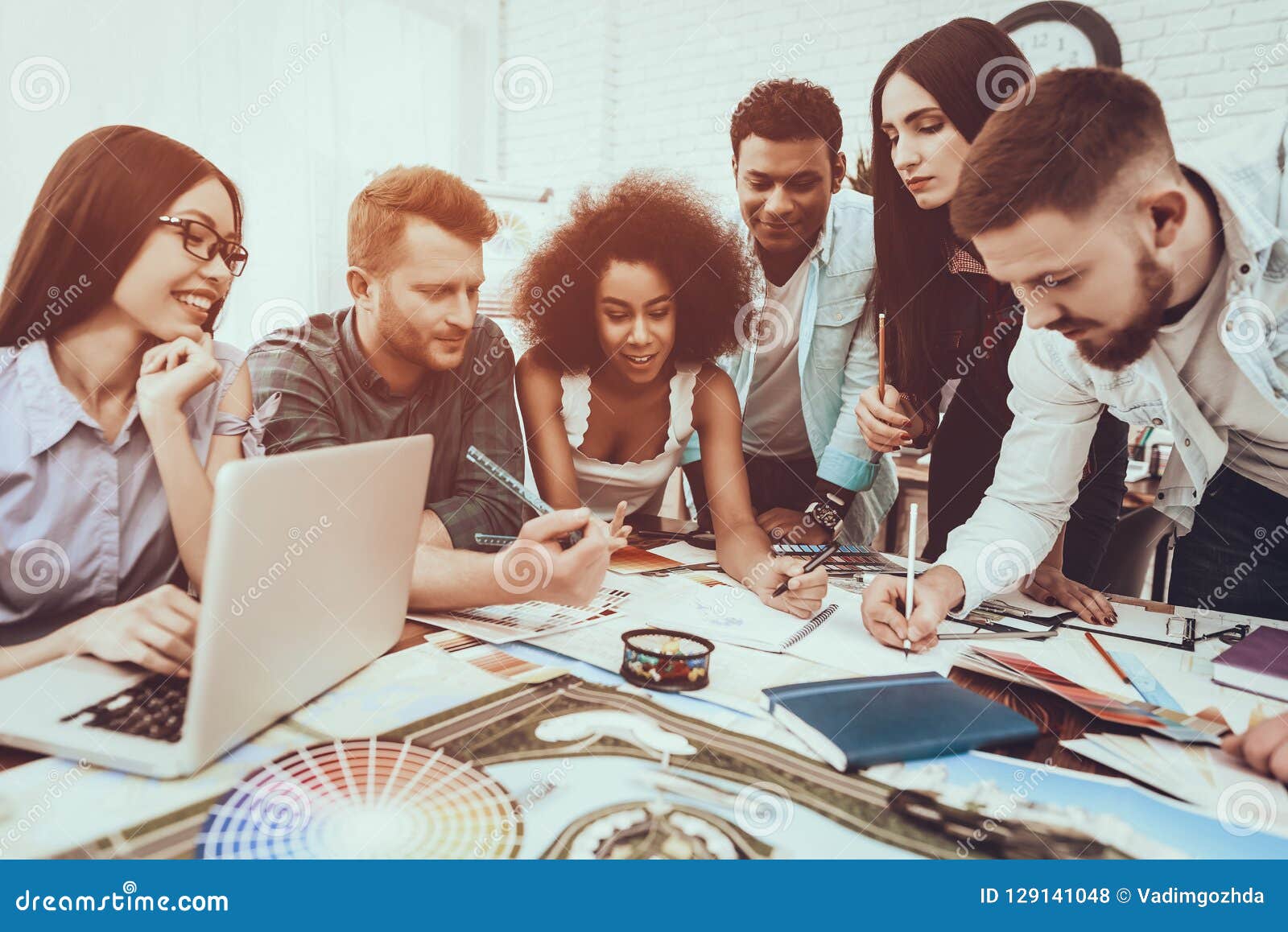 Different Races. Project. Teamwork . Discuss. Stock Photo - Image of ...