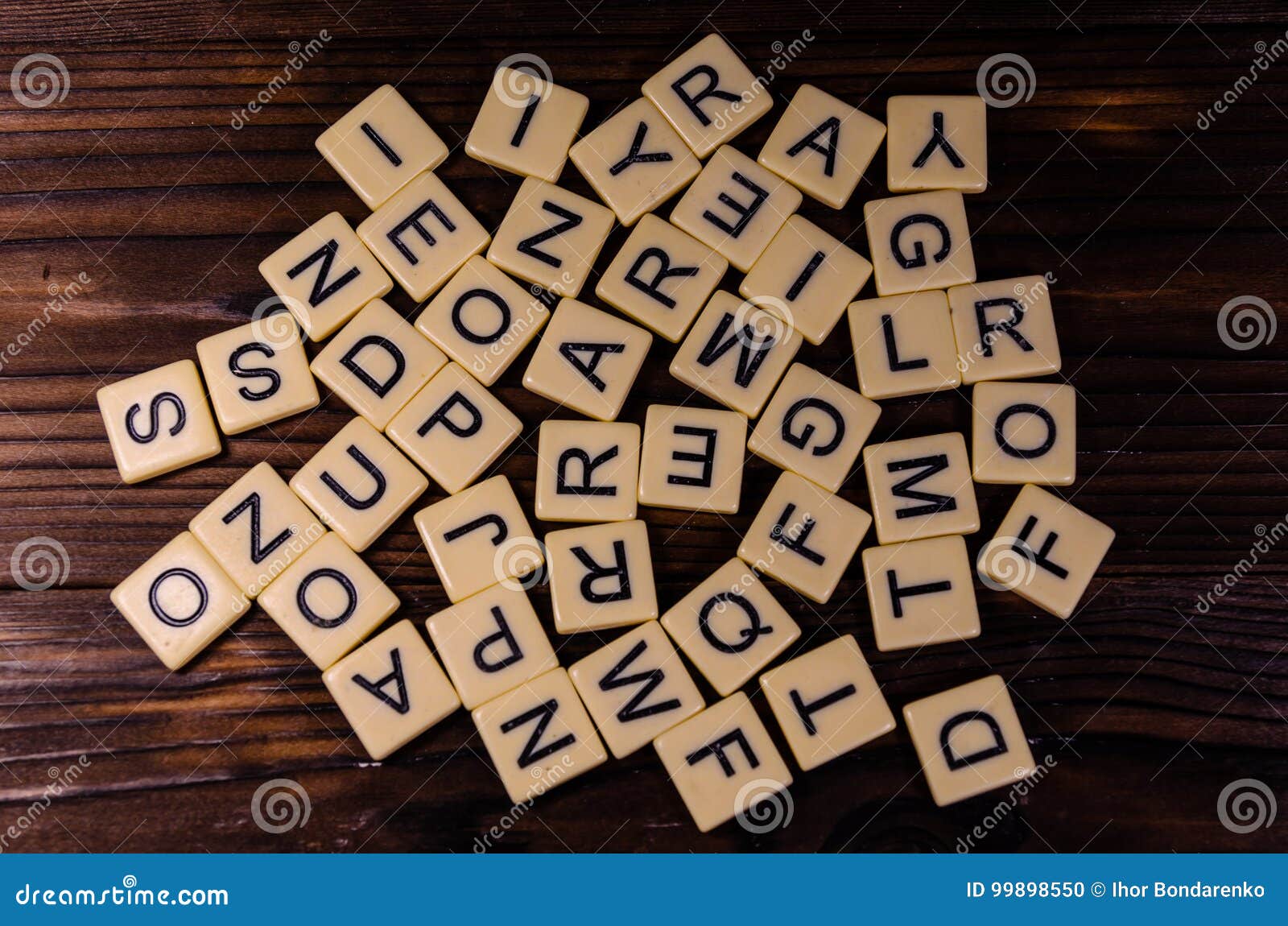 Different Random Letters on Wooden Table Stock Photo - Image of pattern ...