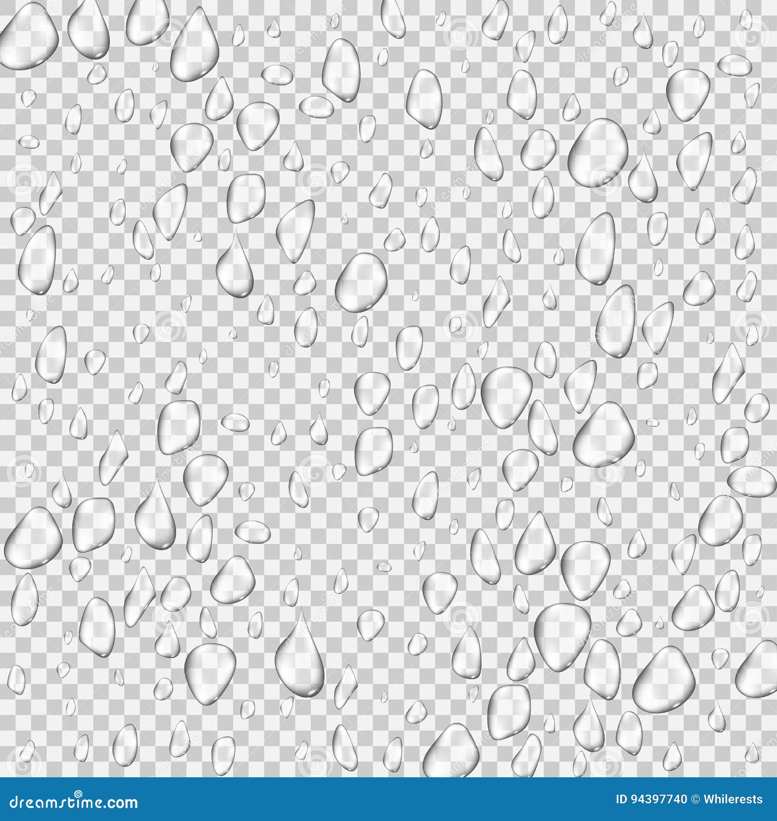 Different Realistic Transparent Water Drops. Glass Bubble Drop ...