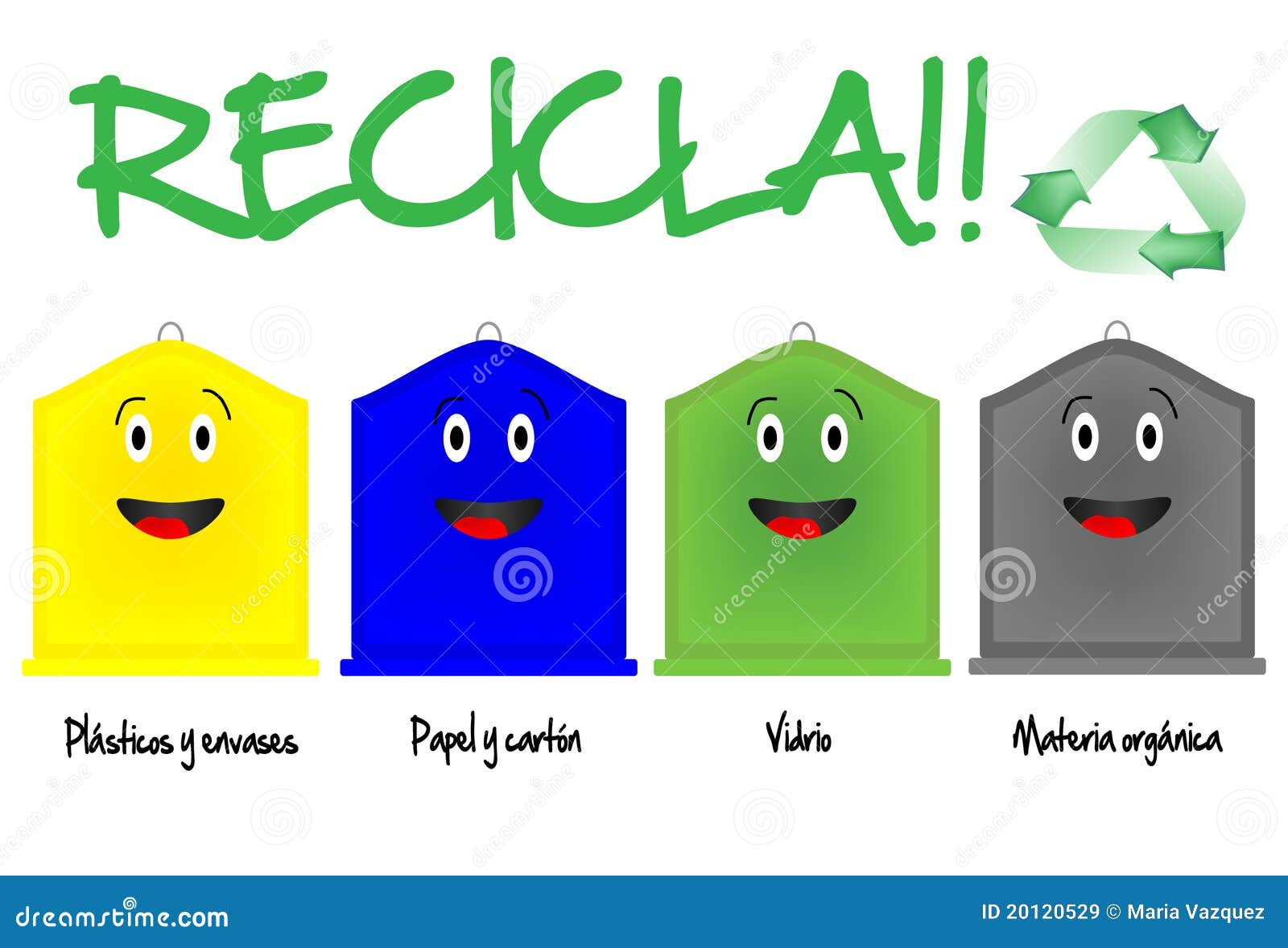 Different recycling bins stock vector. Illustration of green - 20120529