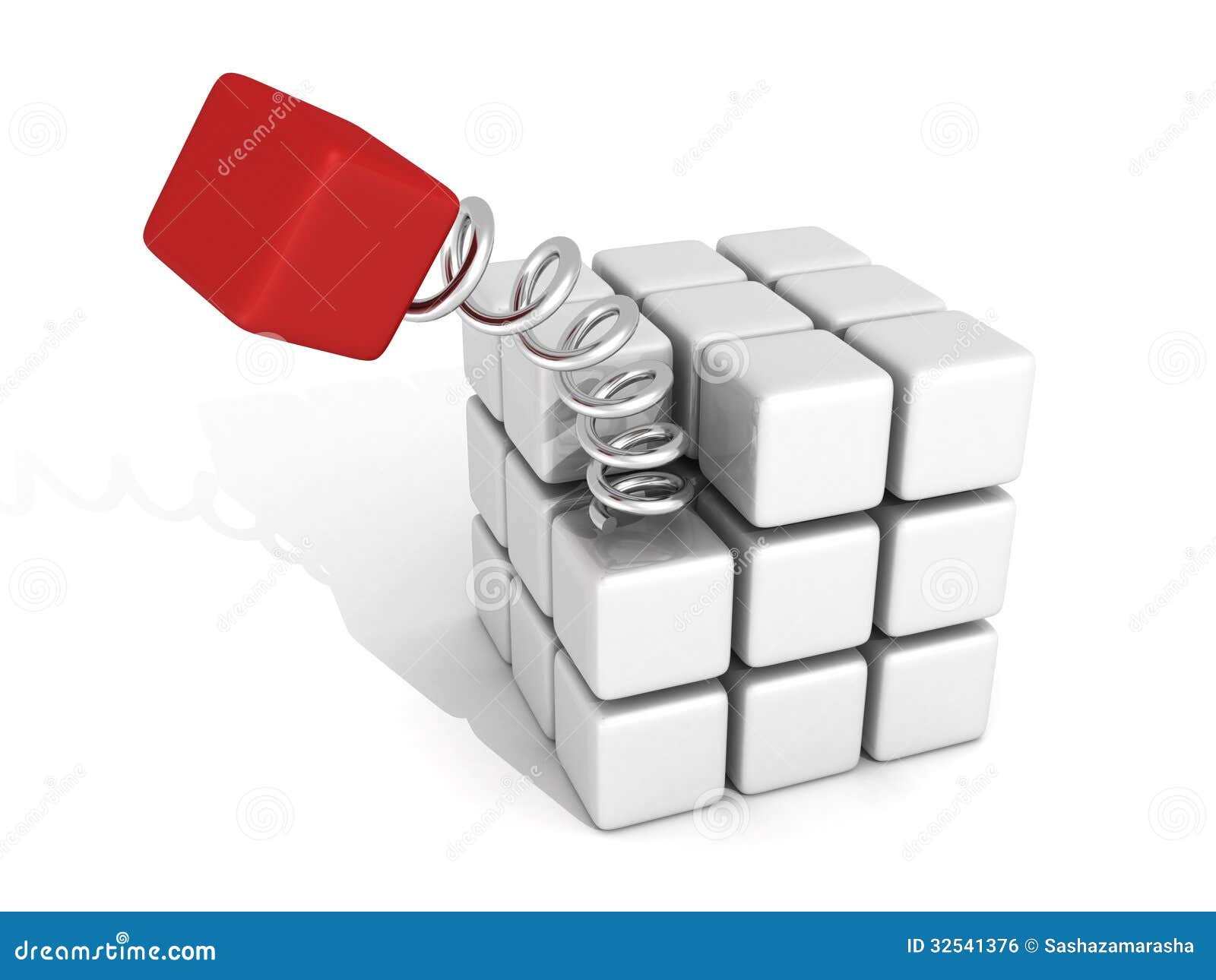 Different Red Cube Jump Out on Spring Spiral Stock Illustration ...