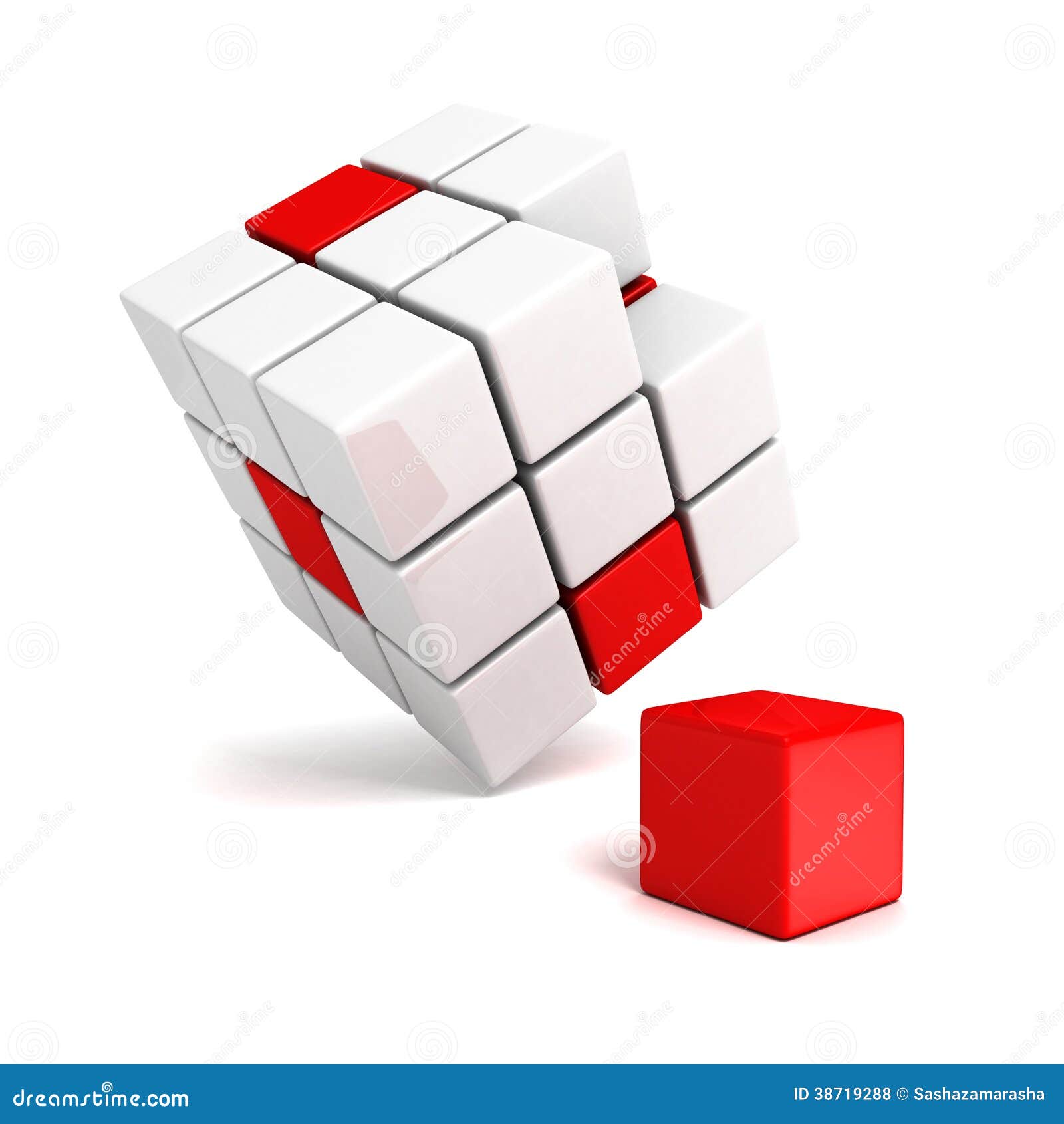 Different Red Cube Out Fron Crowd of White Blocks Stock Illustration ...