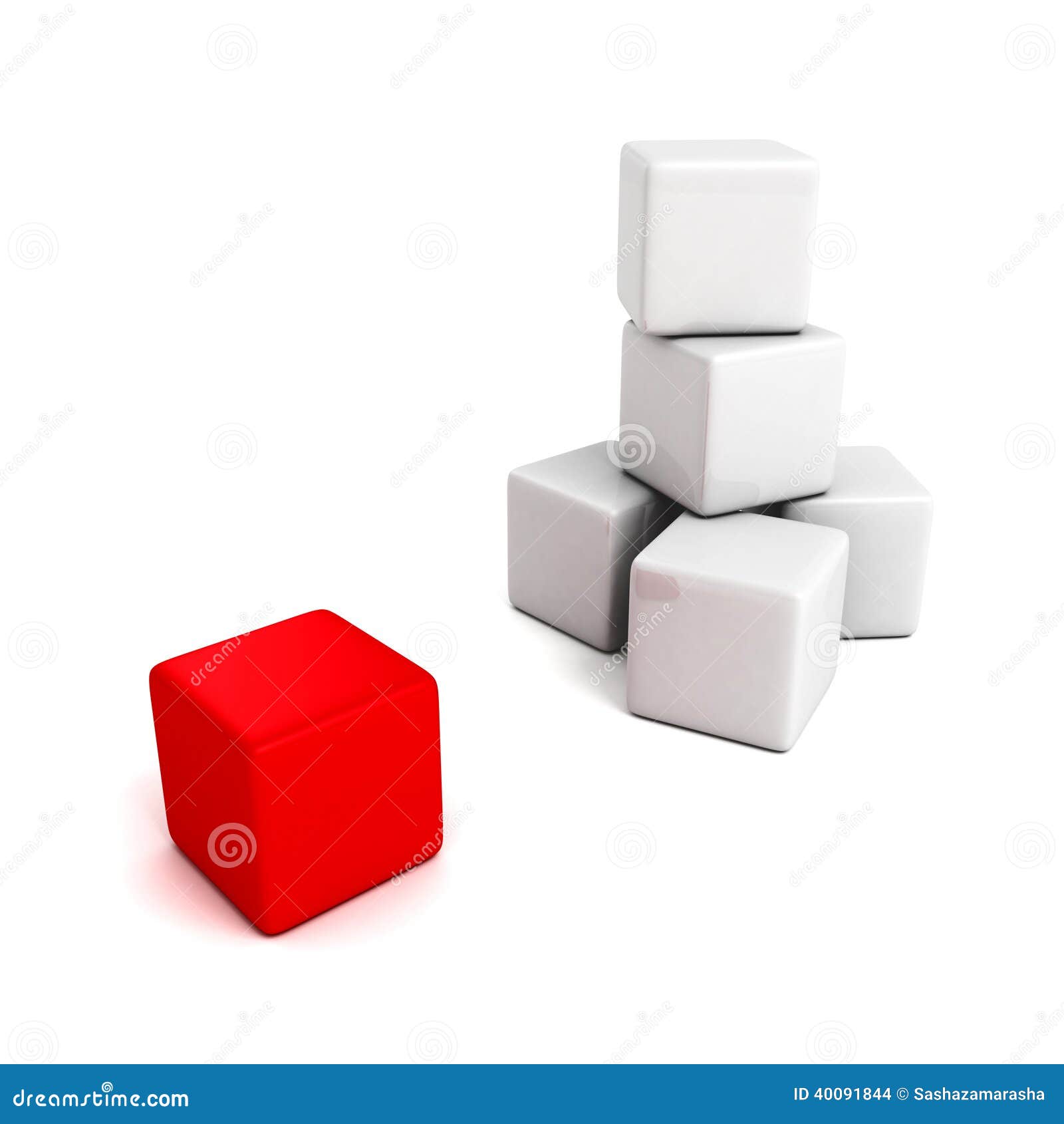Different Red Cube Out from White Tower Stack Stock Illustration ...