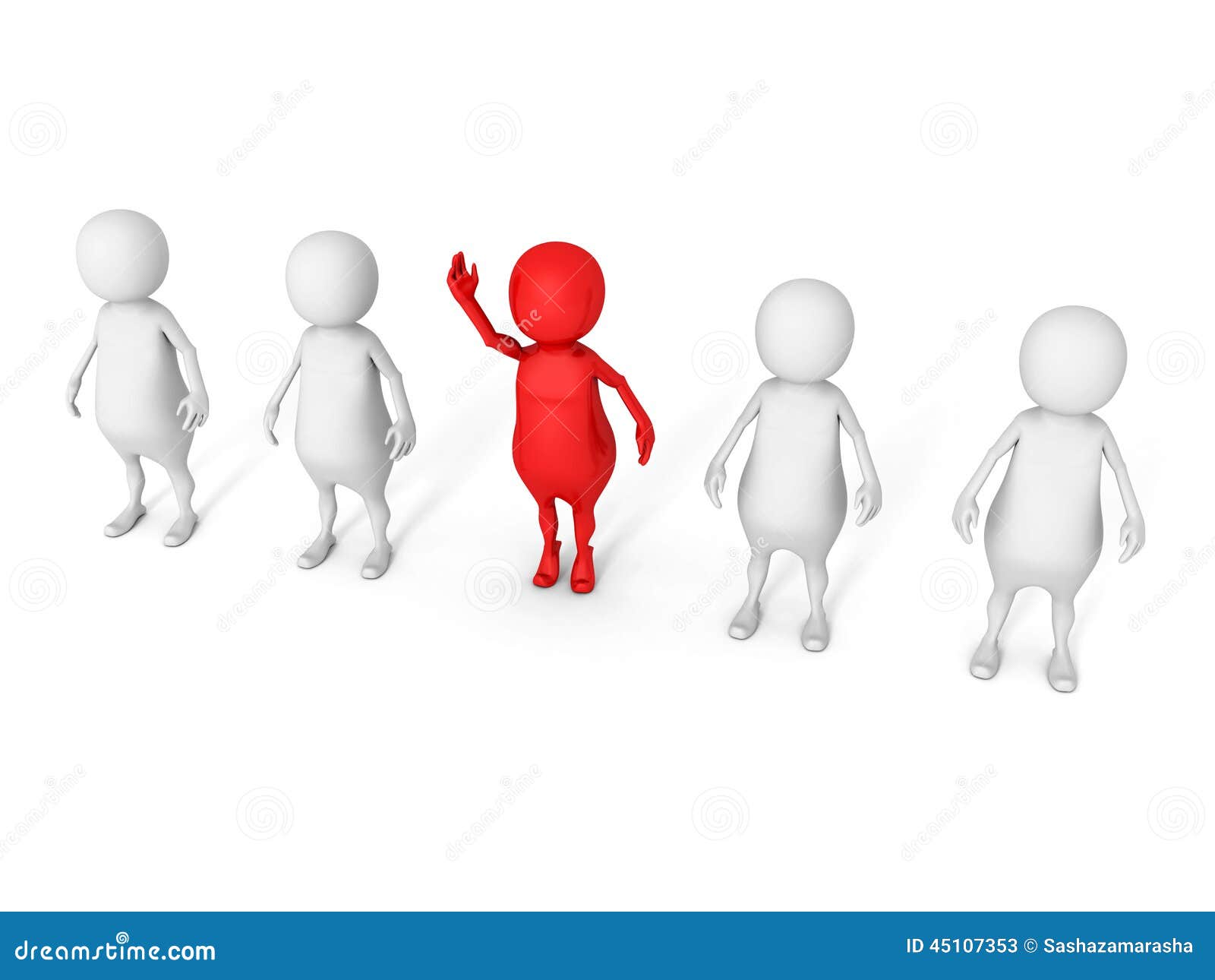 Different Red 3d Man Out from Other Crowd Stock Illustration ...