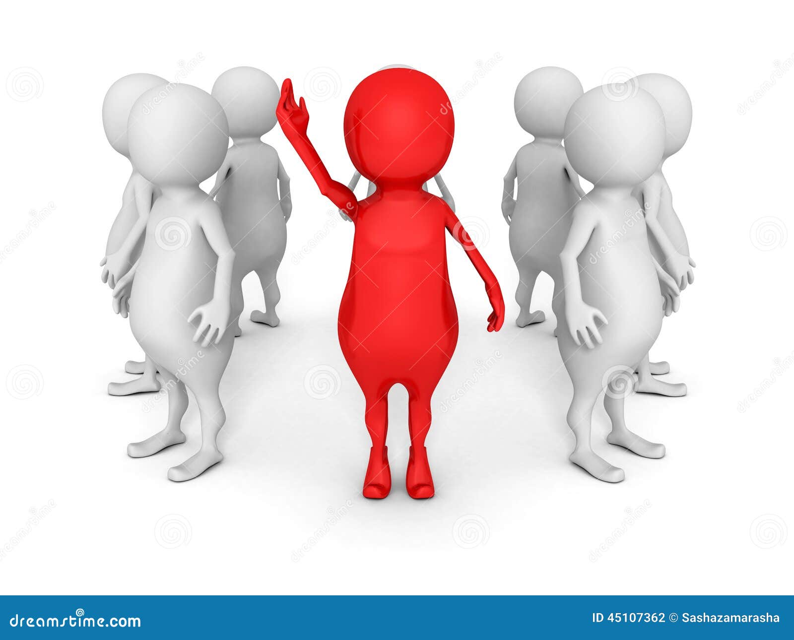 Different Red 3d Man Out from Other Crowd Stock Illustration ...