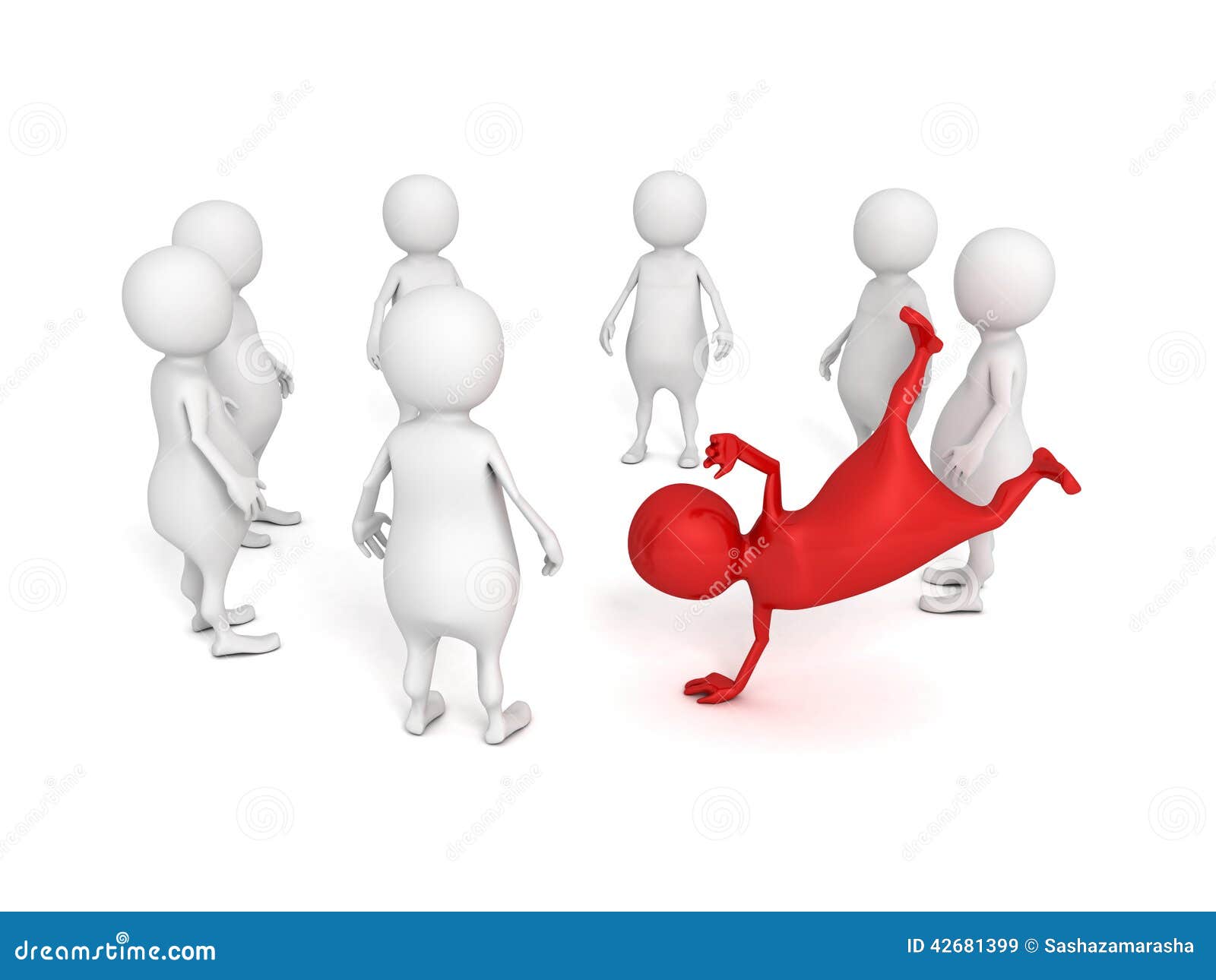 Different Red 3d Person in White Round Crowd Stock Illustration ...