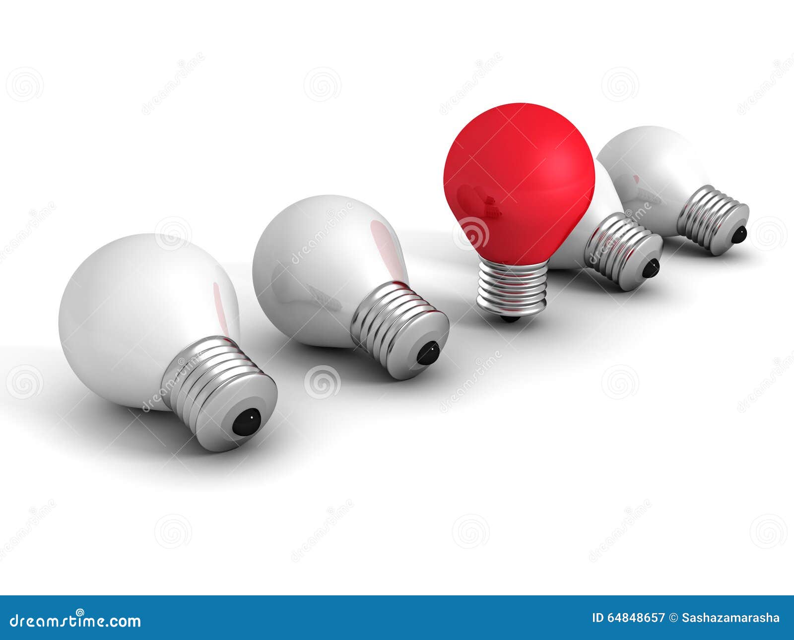 Different Red Idea Light Bulb on White. Creativity Concept Stock ...
