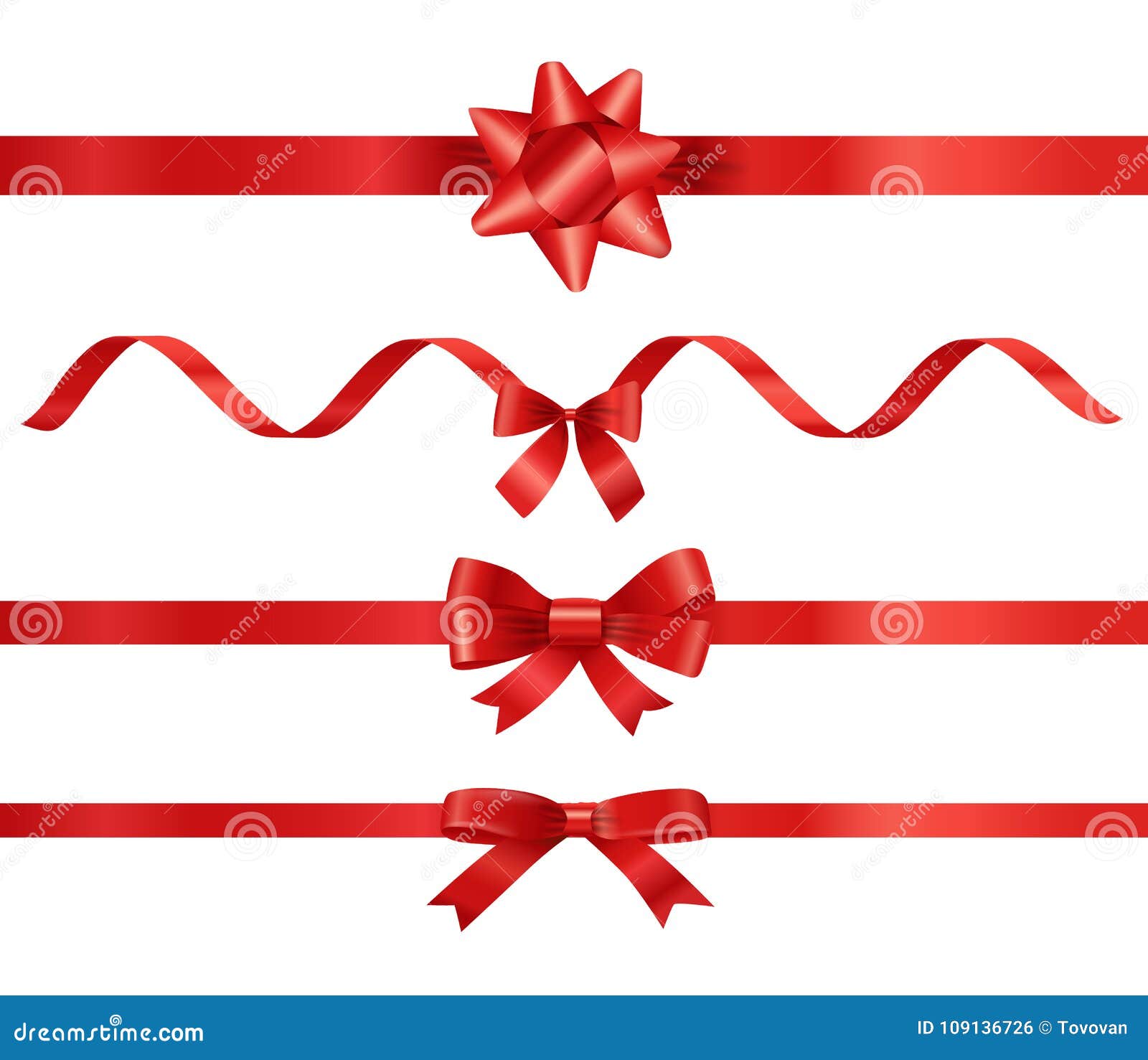 Different Red Ribbons Vector Set Stock Vector - Illustration of curve ...
