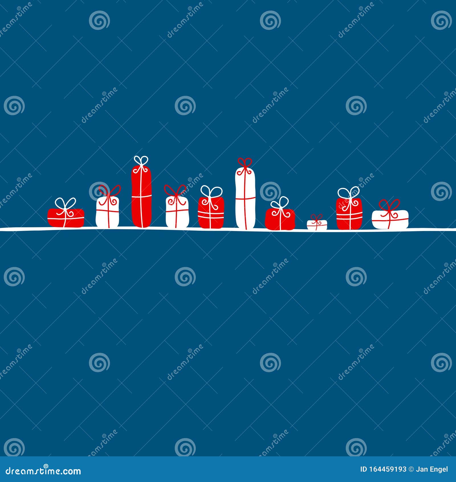 Red and White Gifts on a String Dark Blue Background Stock Vector ...